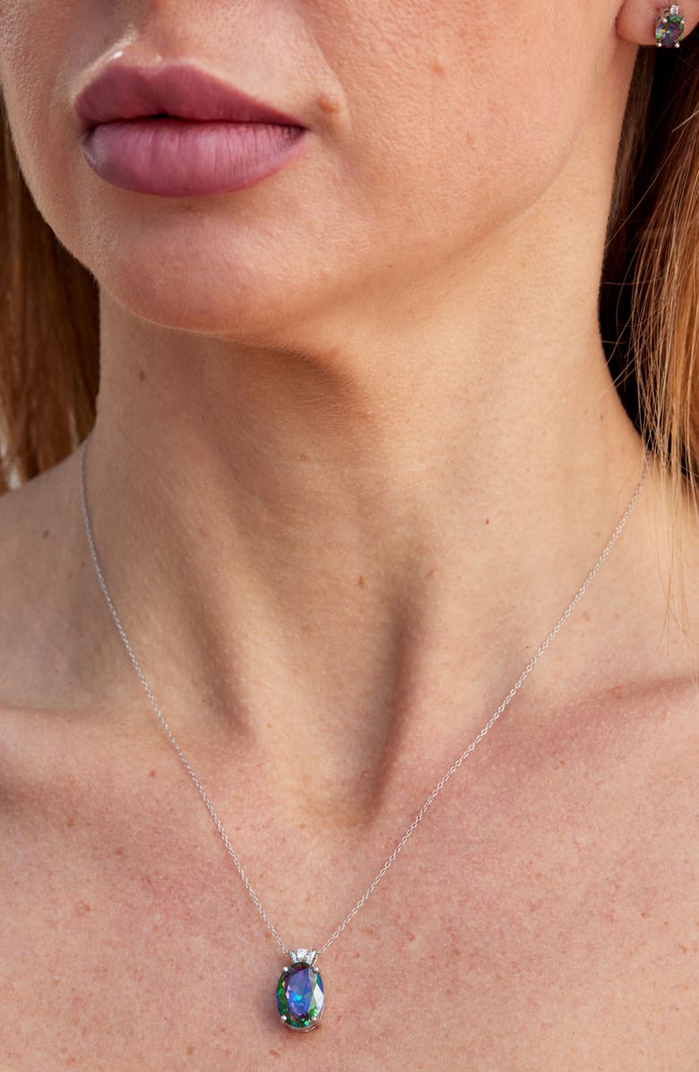 SAVVY CIE JEWELS Mystic Topaz & CZ Pendant Necklace | Nordstromrack
