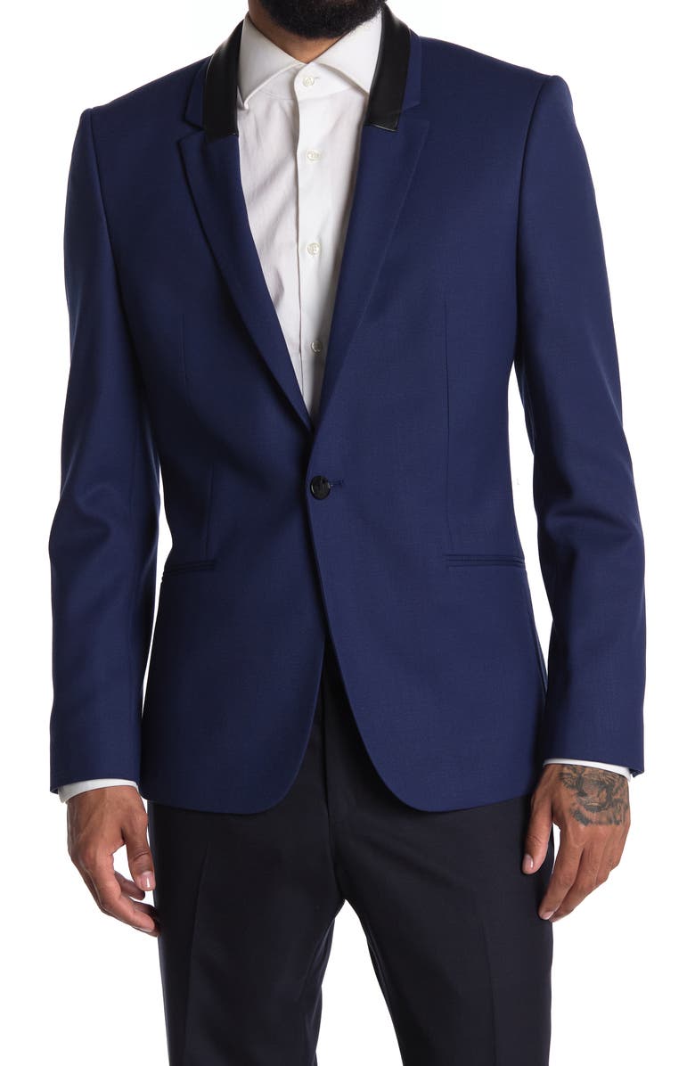 BOSS HUGO BOSS Arti Blue Solid One Button Notch Lapel Sport Coat ...