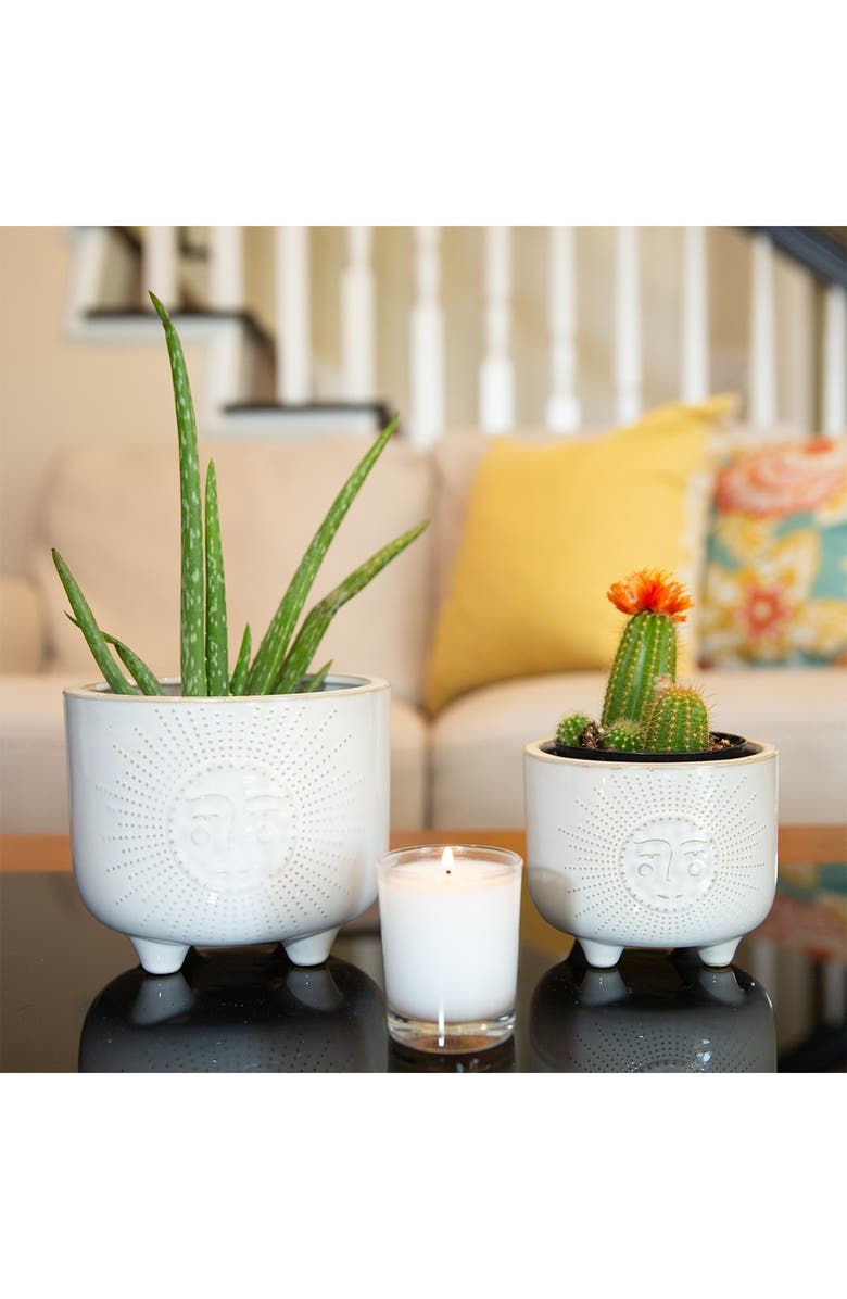 FLORA BUNDA Ivory 6" & 4.75" Sunny Ceramic Footed Planter - Set of 2 ...
