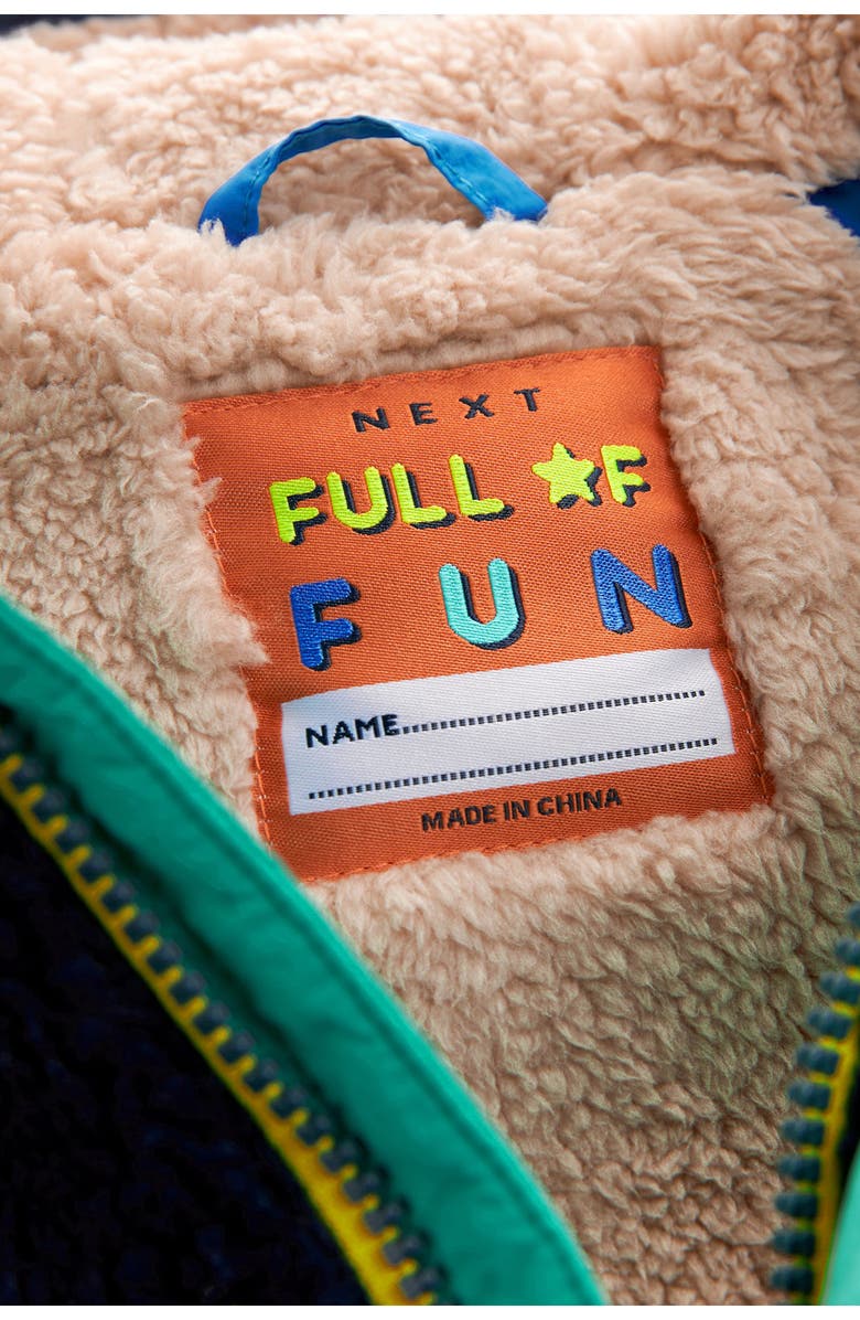 NEXT Kids' Borg Quilted Colorblock Hooded Jacket | Nordstrom