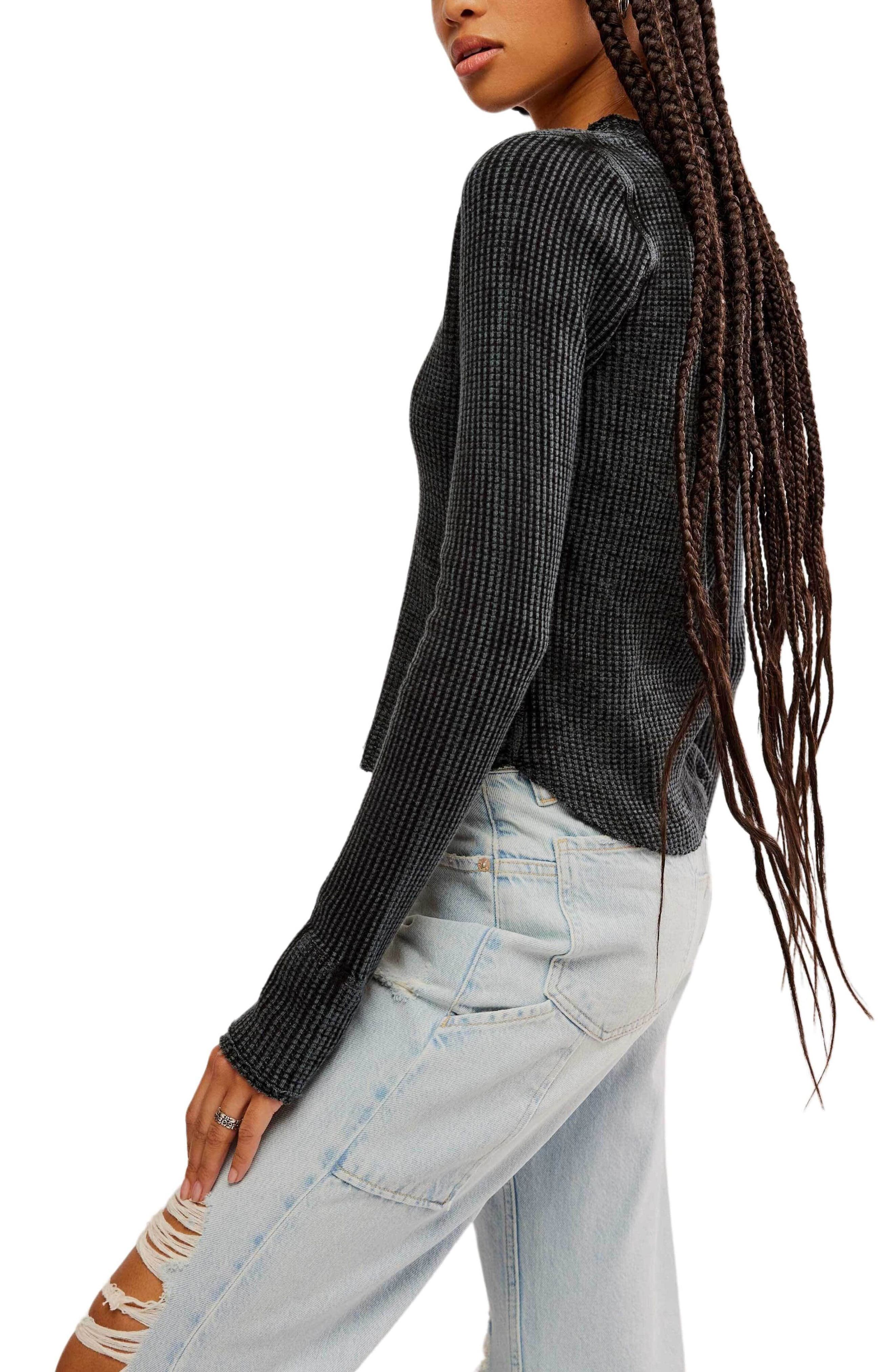 Free People Colt Long Sleeve Waffle Knit Henley | Nordstrom