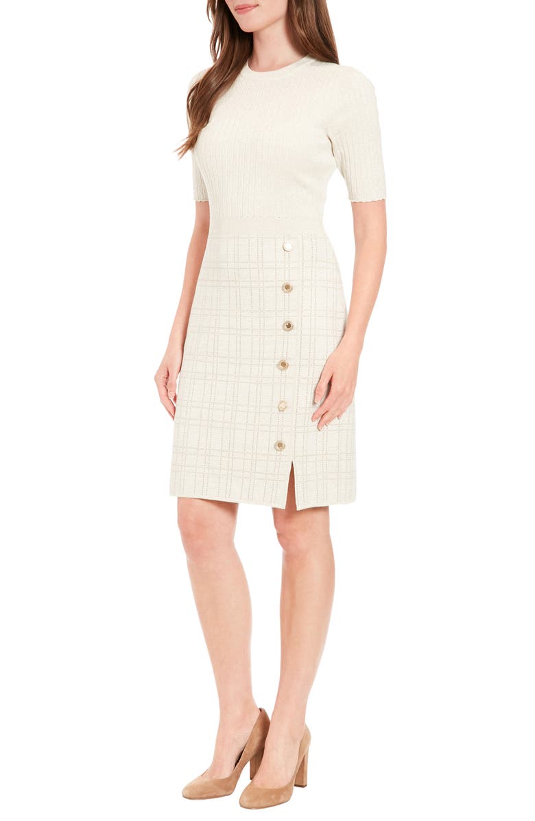 London Times Short Sleeve Jacquard Sheath Dress | Nordstromrack