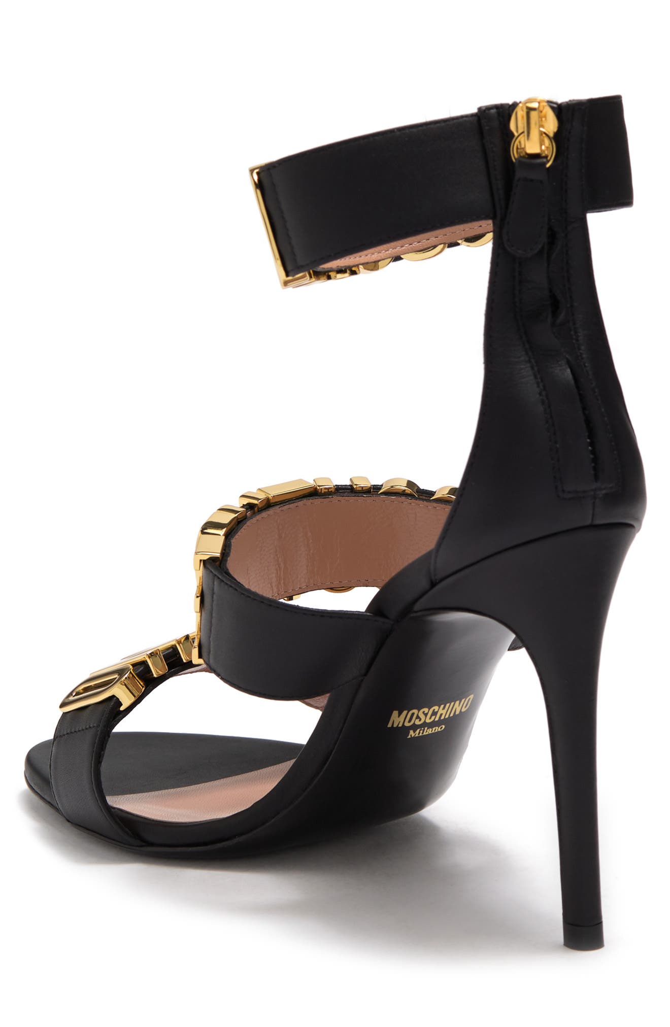 Moschino Logo Hardware Leather Stiletto Sandal (Women) | Nordstromrack