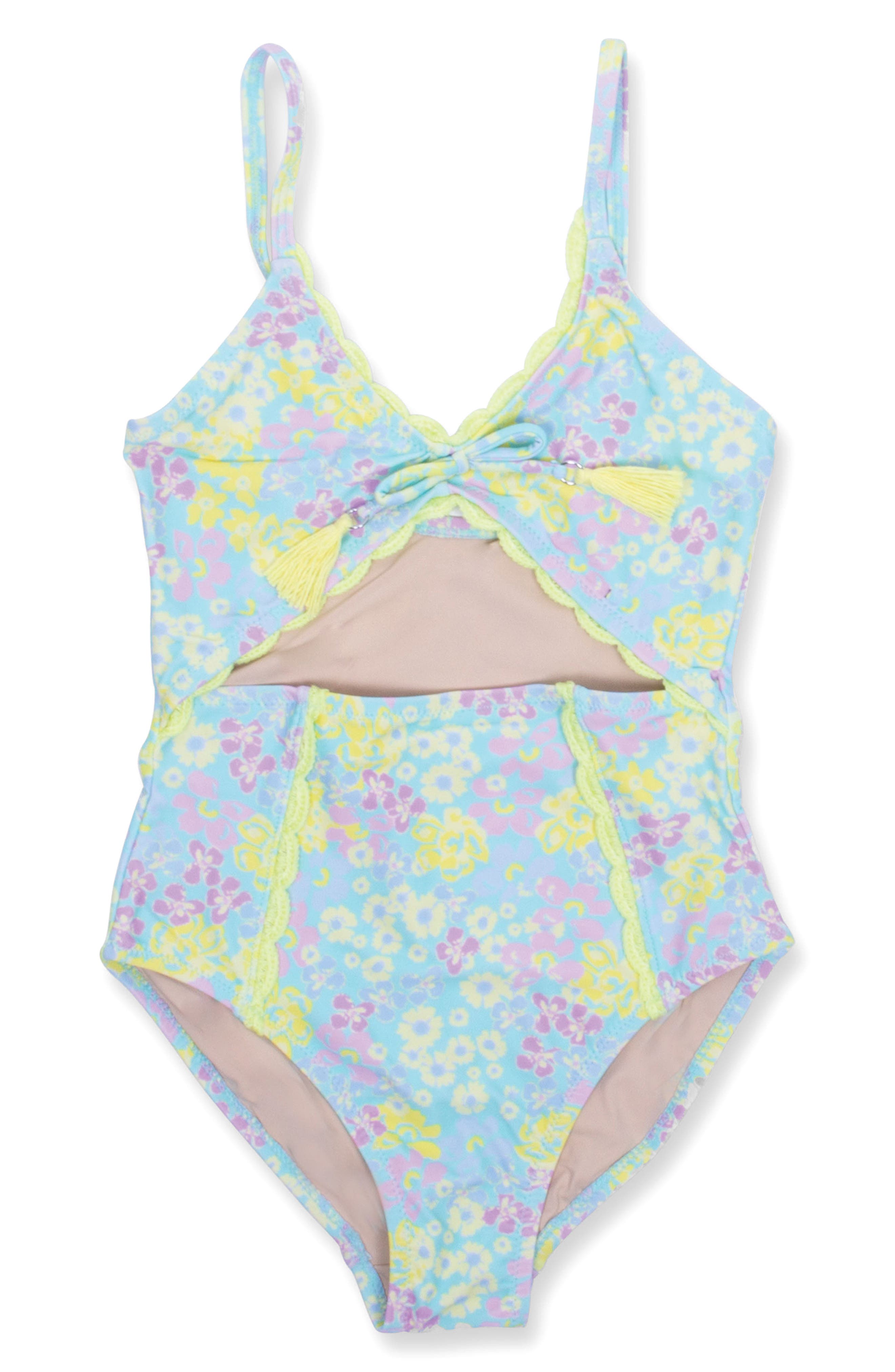 Shade Critters Kids' Monokini Watercolor Floral One-Piece Swimsuit ...
