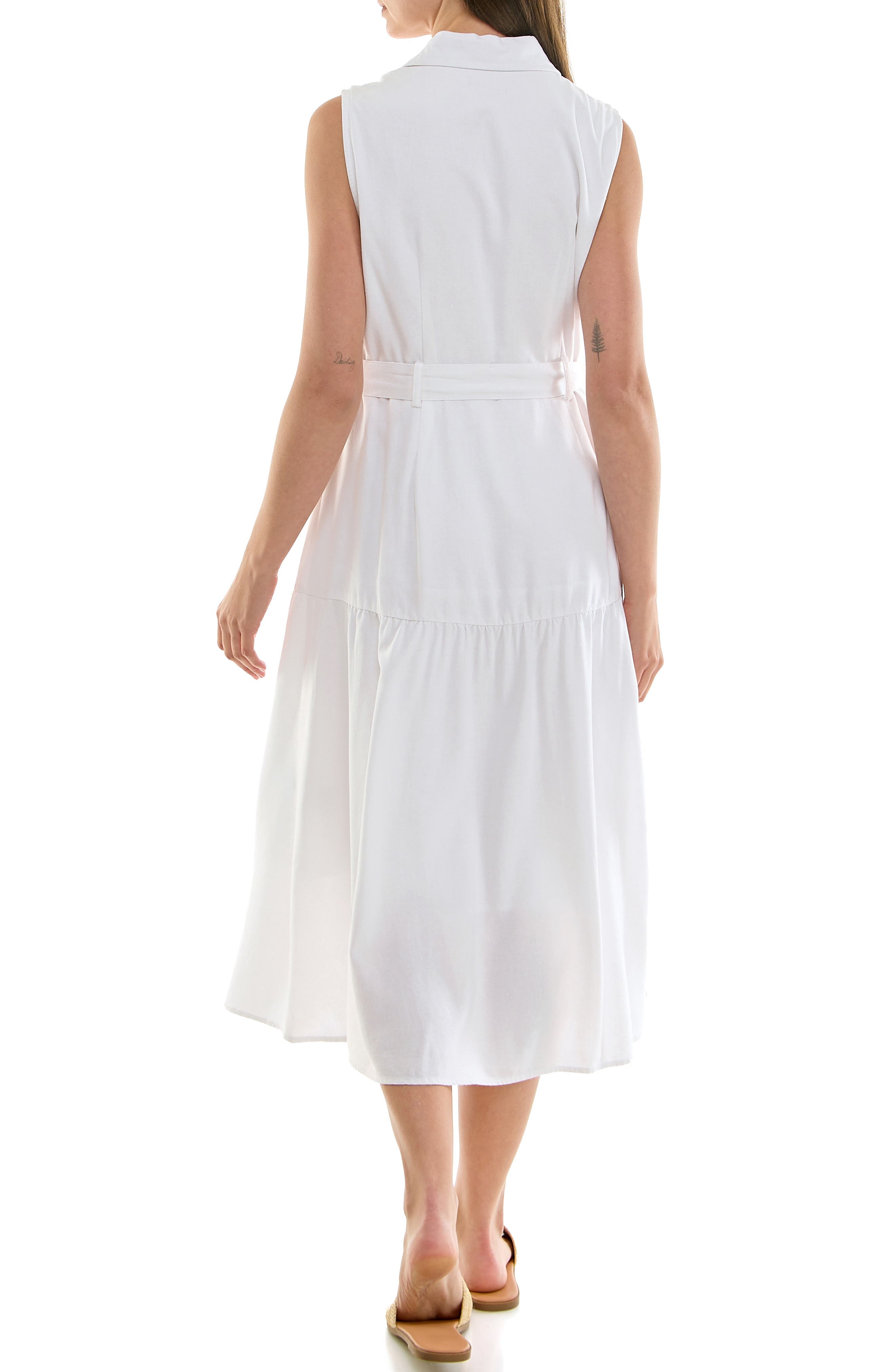 Nicole Miller Sleeveless Belted Linen Shirtdress | Nordstromrack