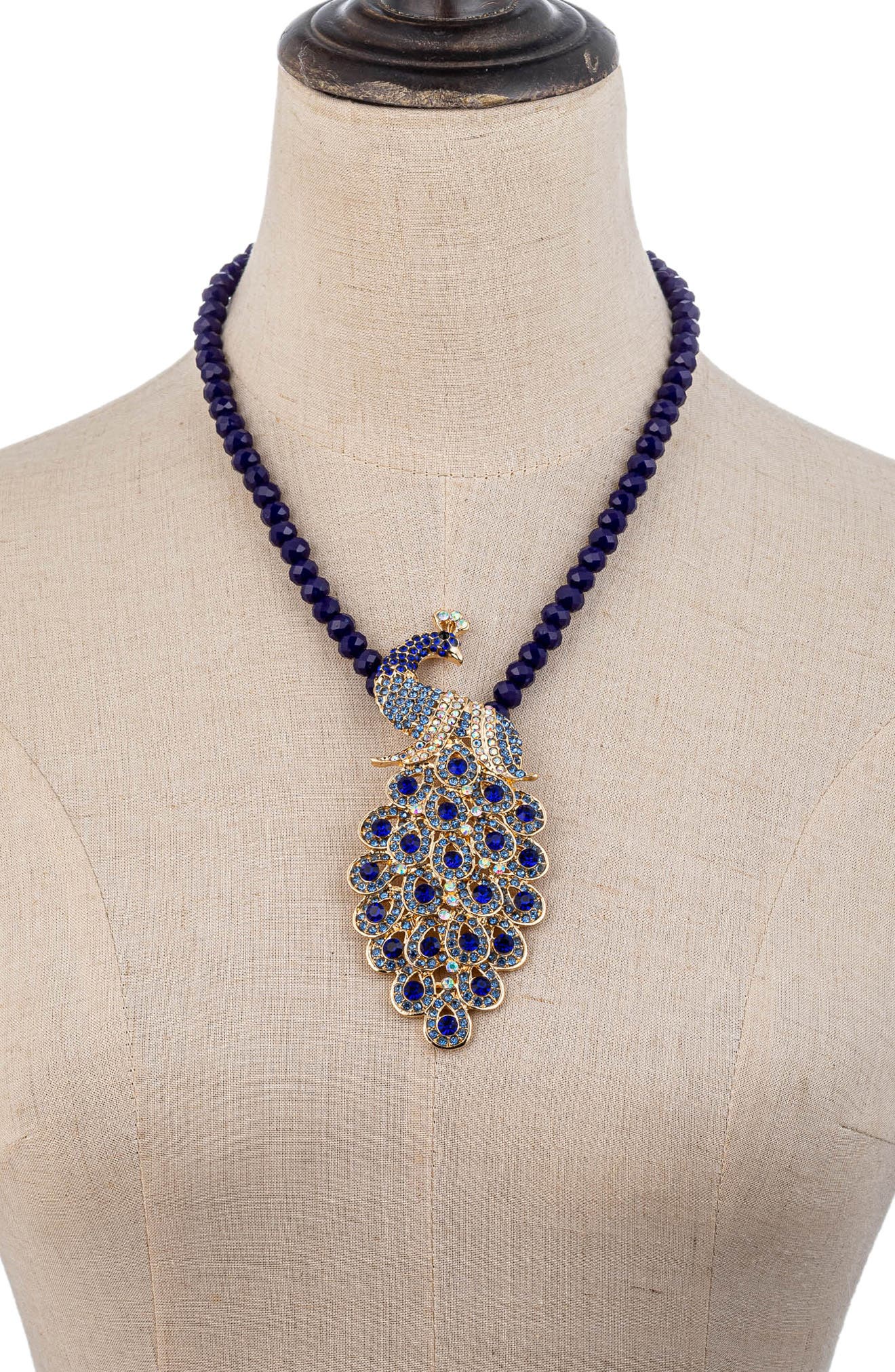 EYE CANDY LOS ANGELES Blue Peacock Statement Necklace | Nordstromrack