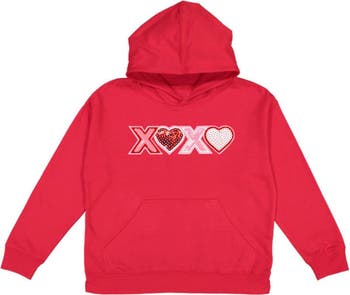 Sweet Wink Hugs And Kisses Sequin Patch Valentine's Day Youth Hoodie ...