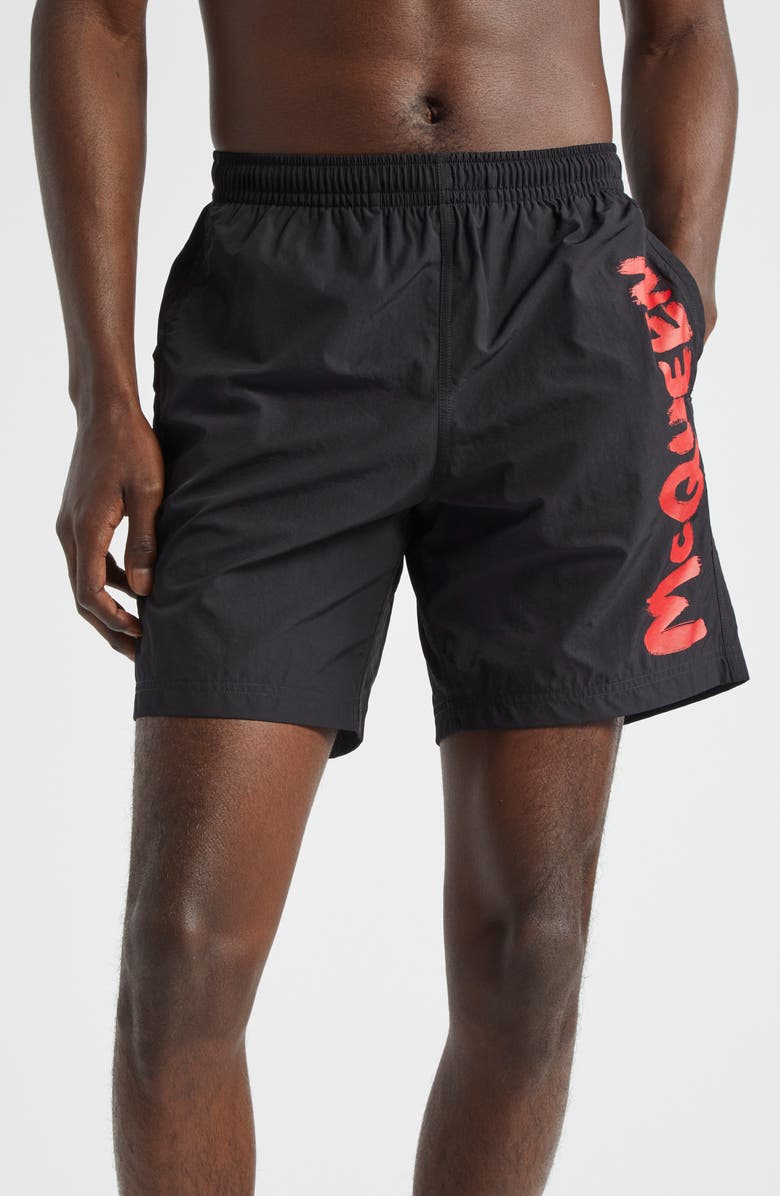 McQueen Graffiti Logo Swim Trunks | Nordstrom