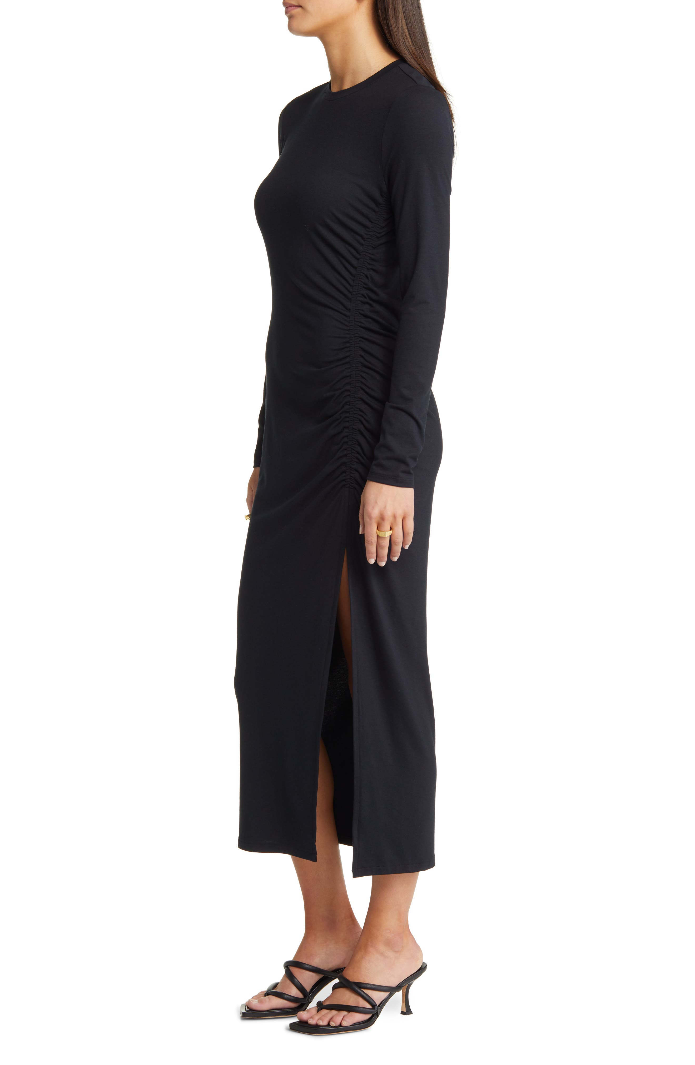 Open Edit Ruched Long Sleeve Midi Dress | Nordstromrack