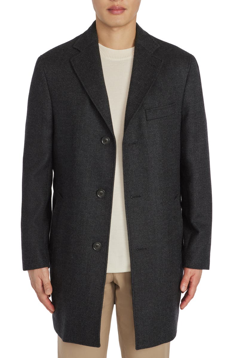 Jack Victor Delman Herringbone Stretch Wool Coat with Removable Bib ...