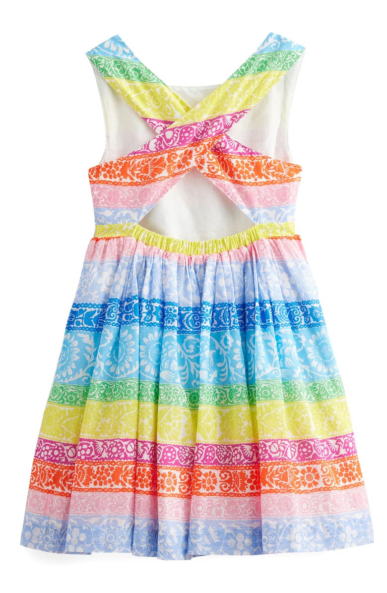 Mini Boden Kids' Floral Stripe Crossback Cotton Dress | Nordstromrack