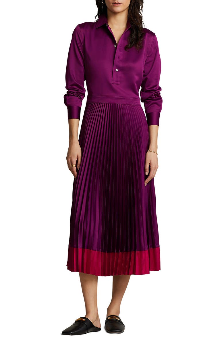 Polo Ralph Lauren Pleat Long Sleeve Dress | Nordstrom