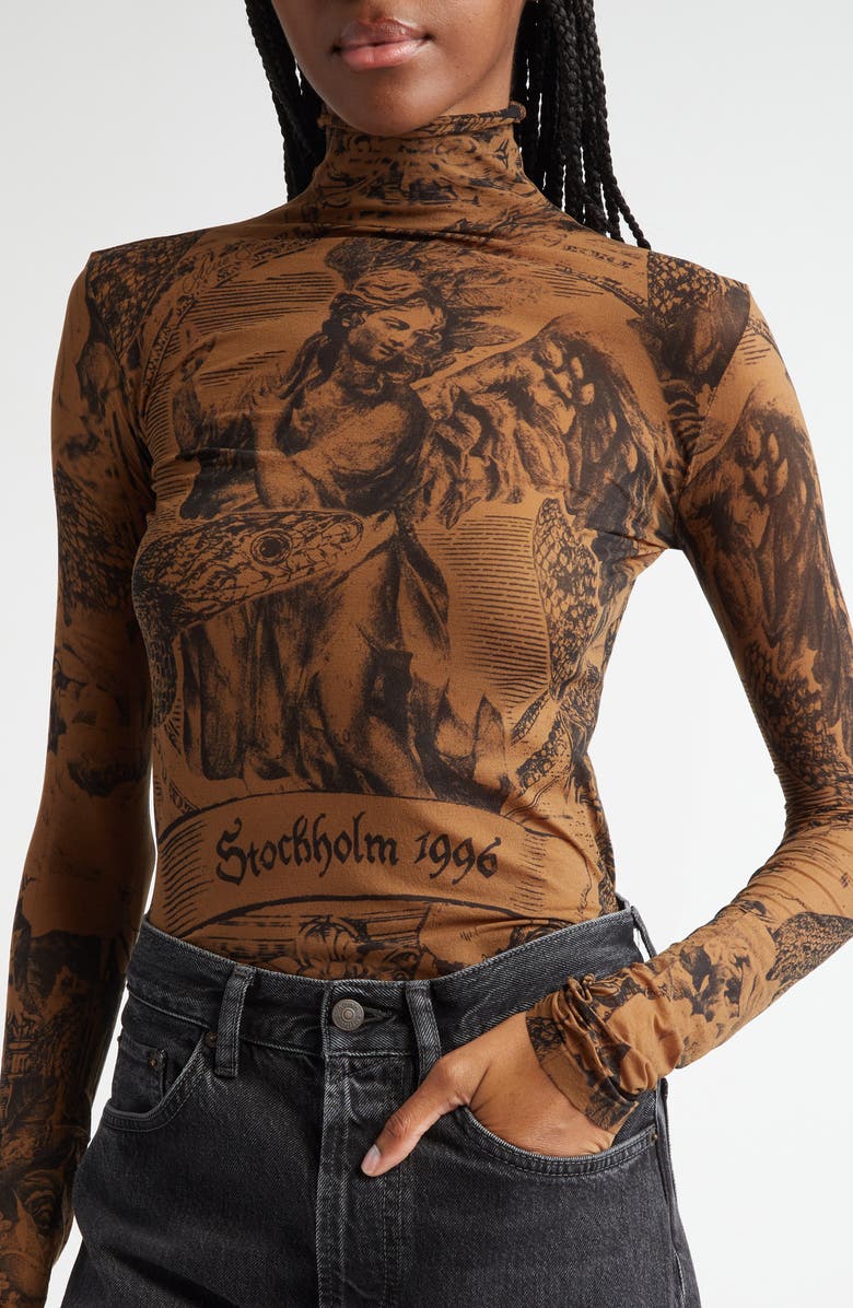 Acne Studios Denise Angel Print Mesh Top | Nordstromrack