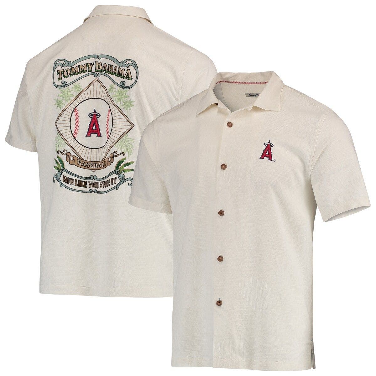 Tommy Bahama Men's Tommy Bahama Cream Los Angeles Angels Baseball Camp ...