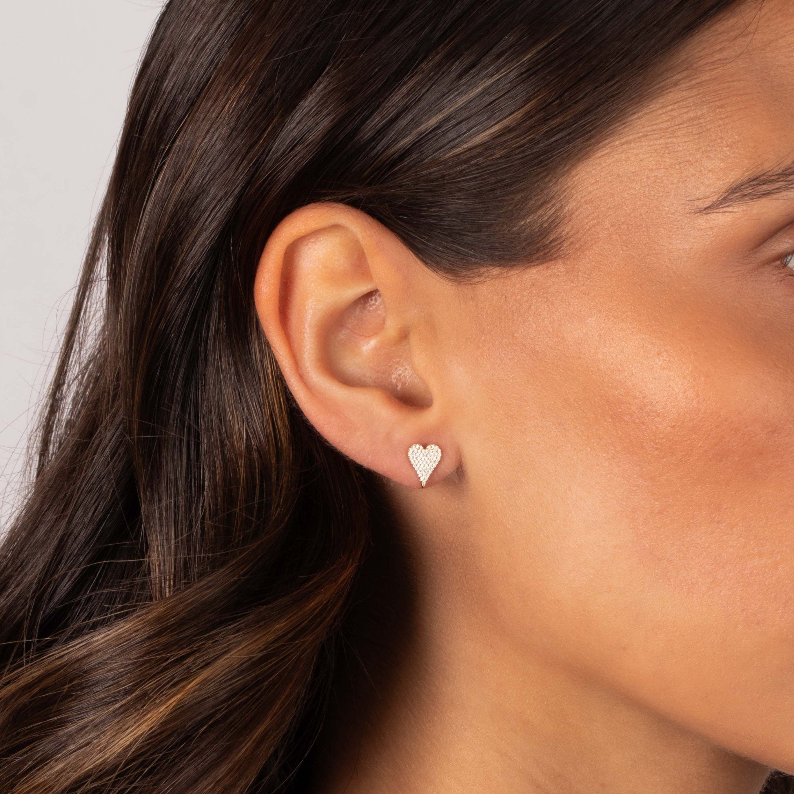 BY ADINA EDEN Pave Elongated Heart Stud Earring | Nordstrom