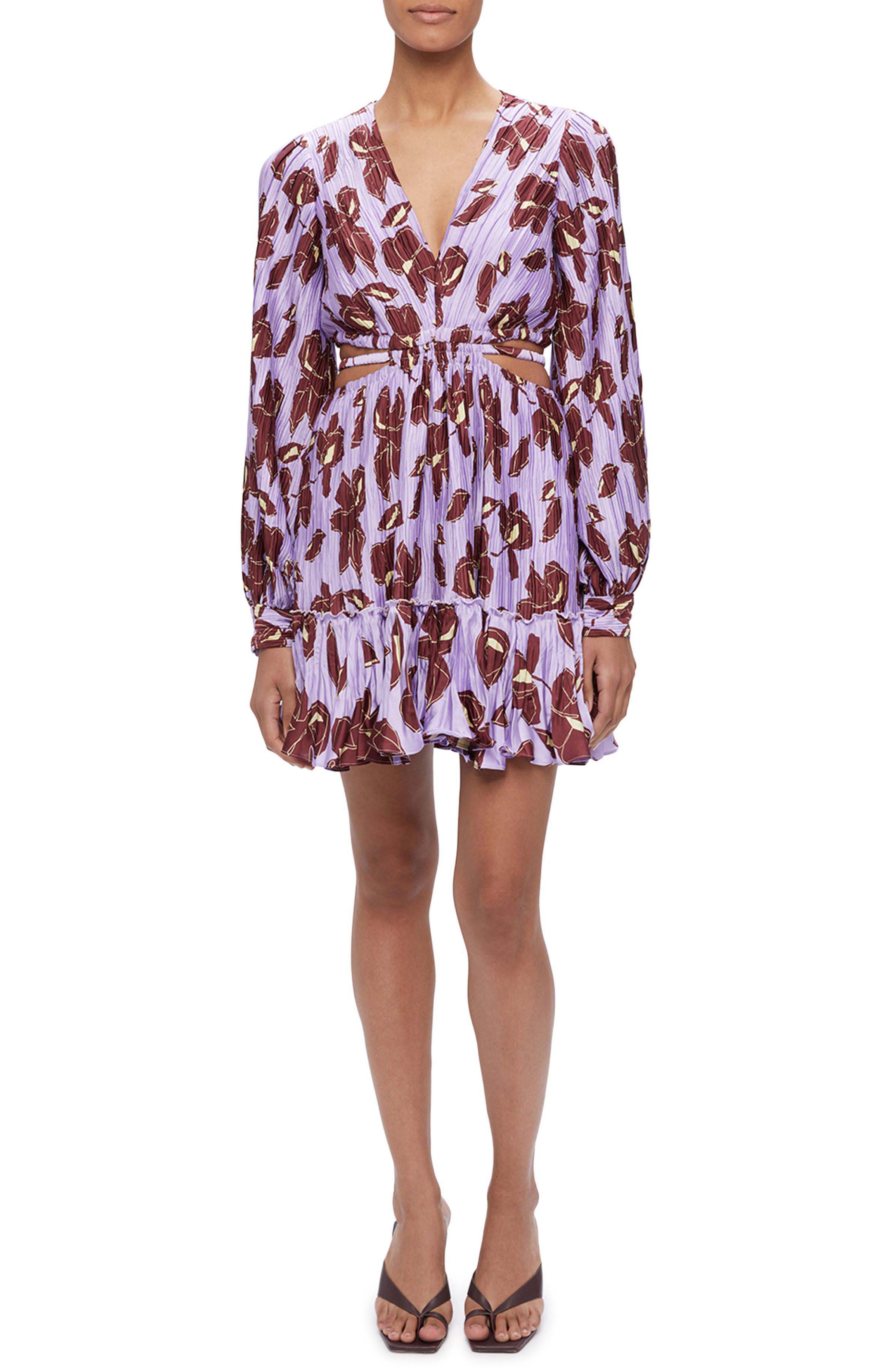 Simkhai Londyn Collage Floral Print Long Sleeve Cutout Dress ...