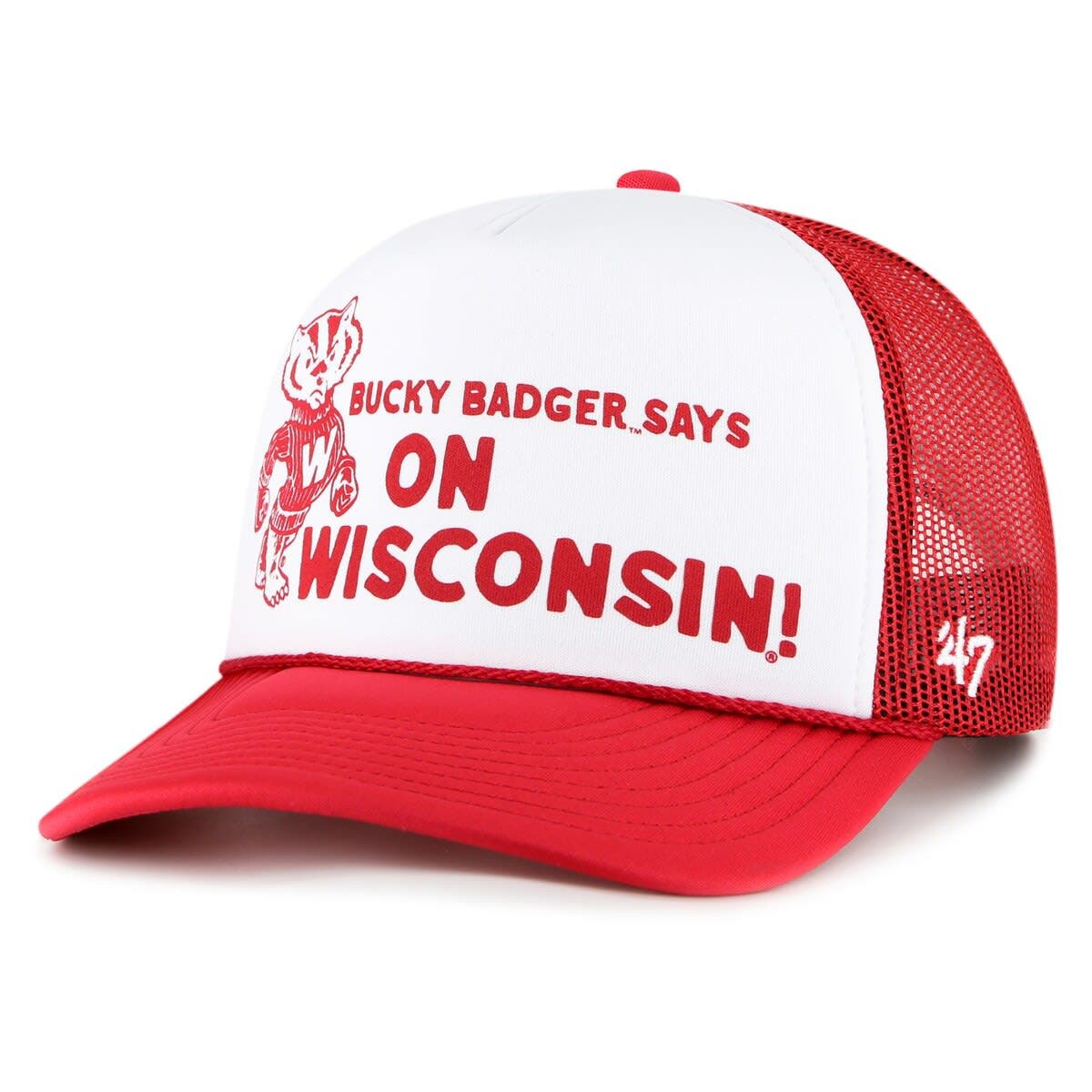 '47 Men's '47 White/Red Wisconsin Badgers Article Foam Front Trucker ...