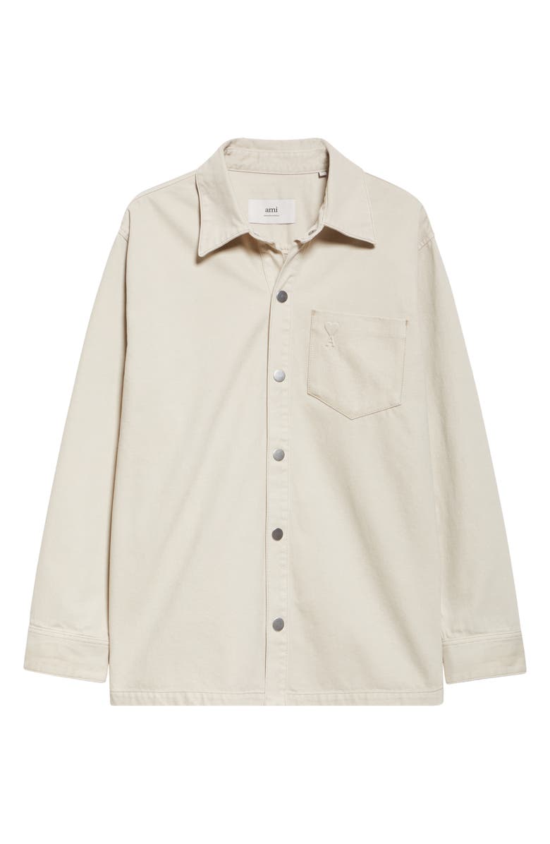 AMI PARIS Ami De Coeur Cotton Twill Overshirt | Nordstrom