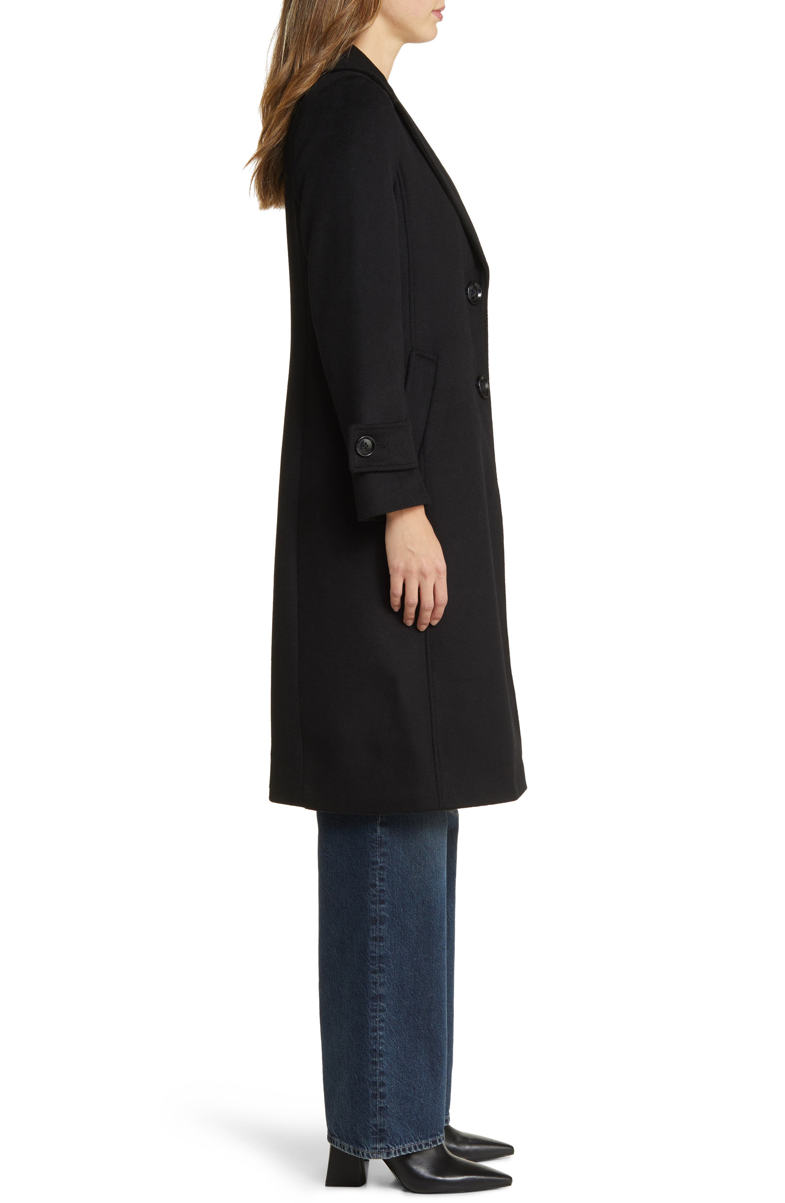 Sam Edelman Notch Collar Longline Wool Blend Coat | Nordstromrack