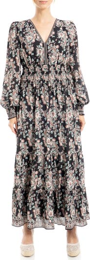 MAX STUDIO Long Sleeve Tiered Maxi Dress | Nordstromrack