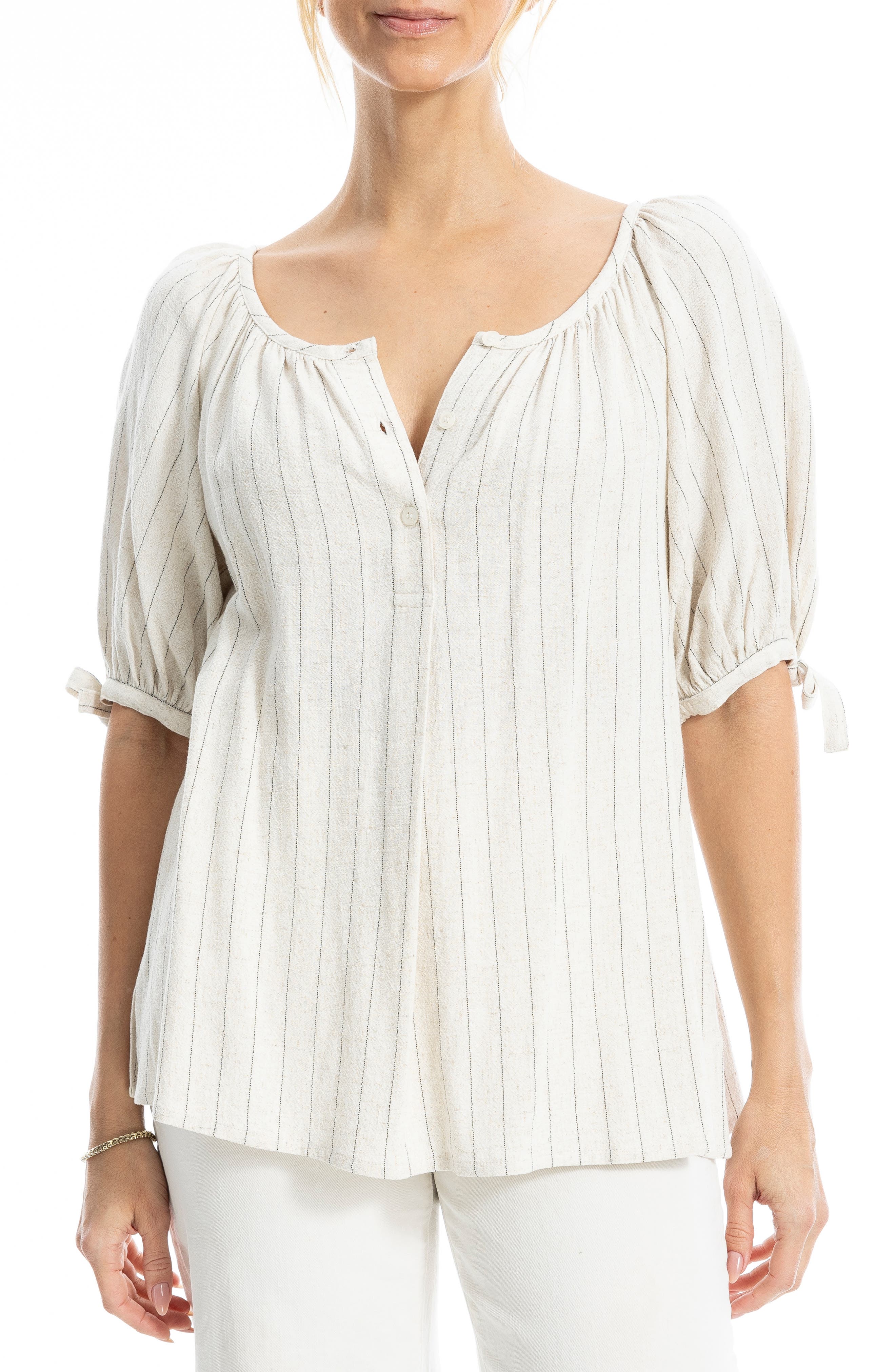 MAX STUDIO Stripe Cotton Blend Button-Up Shirt | Nordstromrack