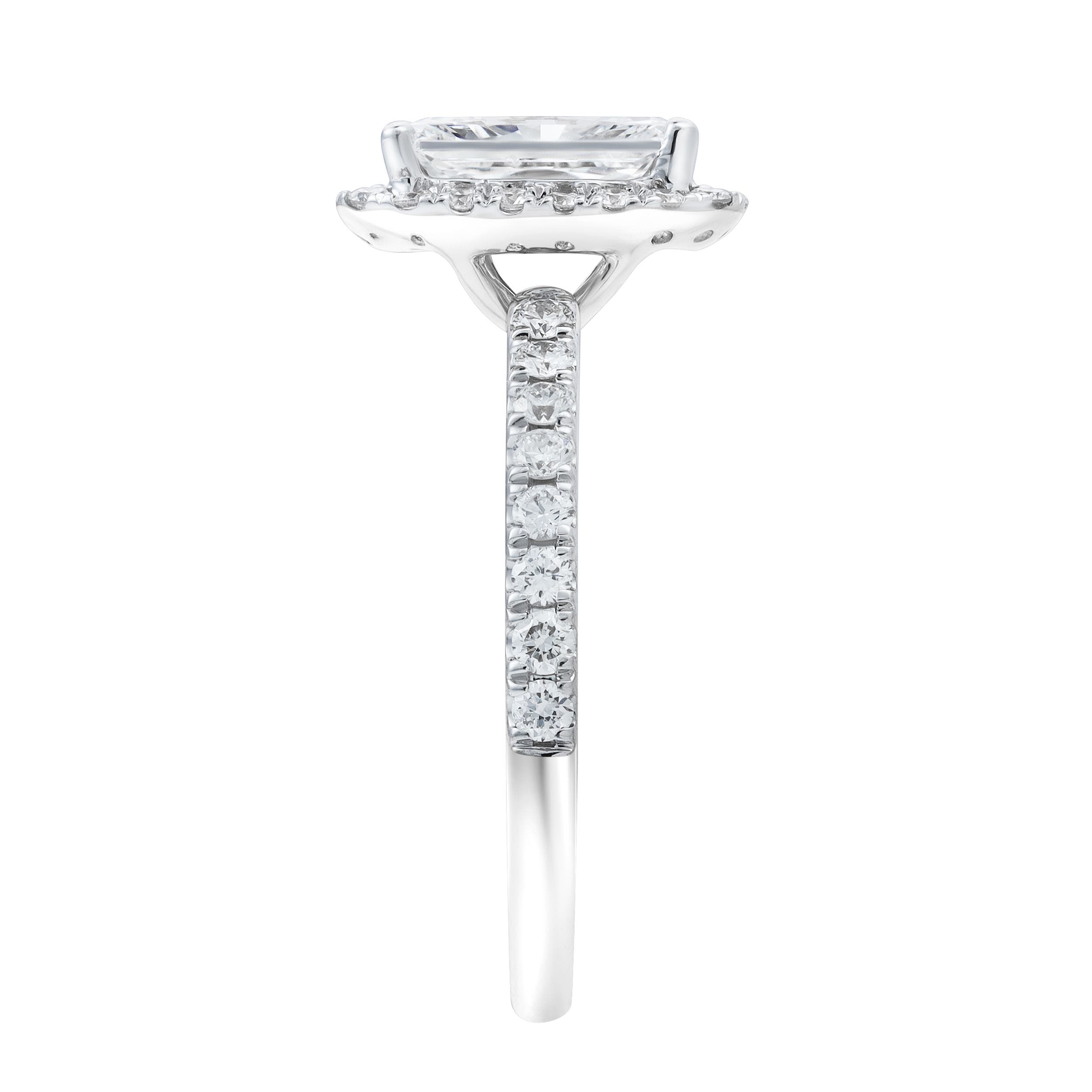 LuvMyJewelry Basma 14K White Gold Radiant Cut Lab Grown Diamond Halo ...