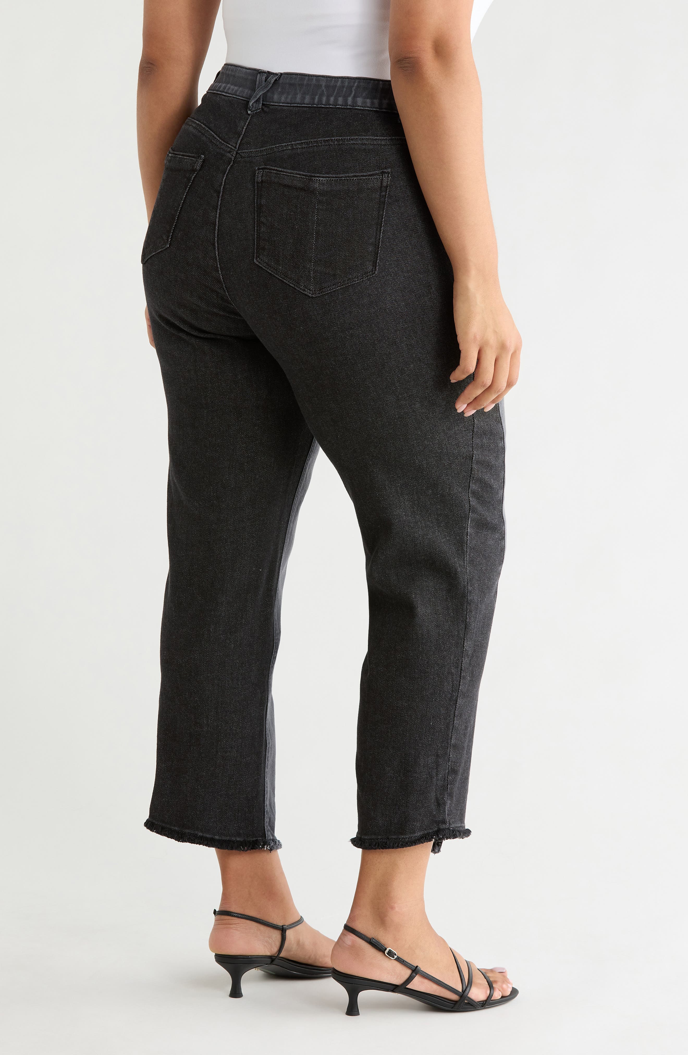 Democracy Frayed Step Hem High Waist Ankle Straight Leg Jeans ...