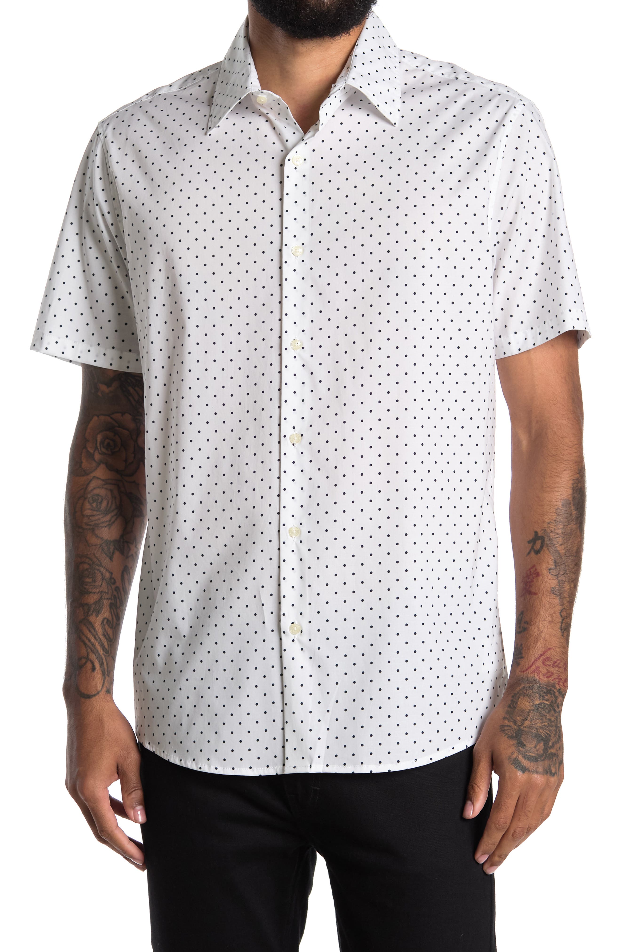 Michael Kors Stretch Dot Print Short Sleeve Slim Fit Shirt | Nordstromrack
