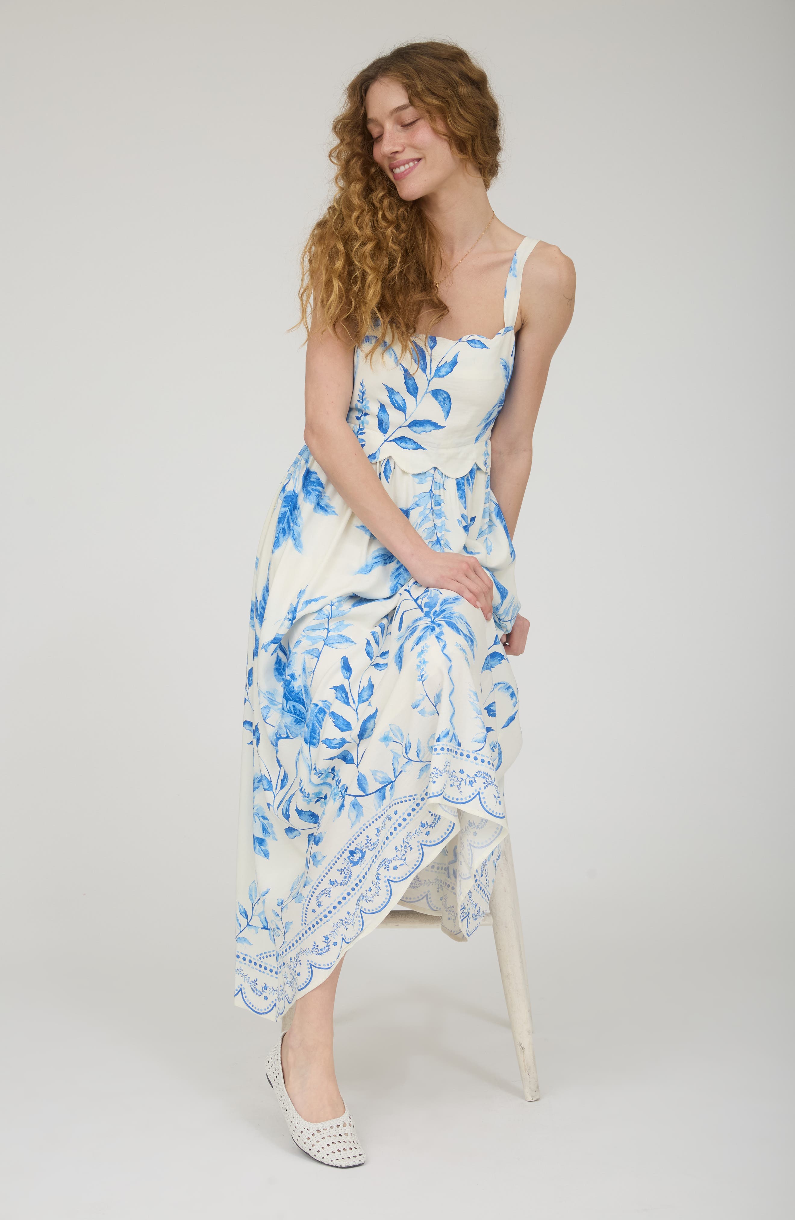 Scallop Trim Midi Dress (Women) | Nordstromrack
