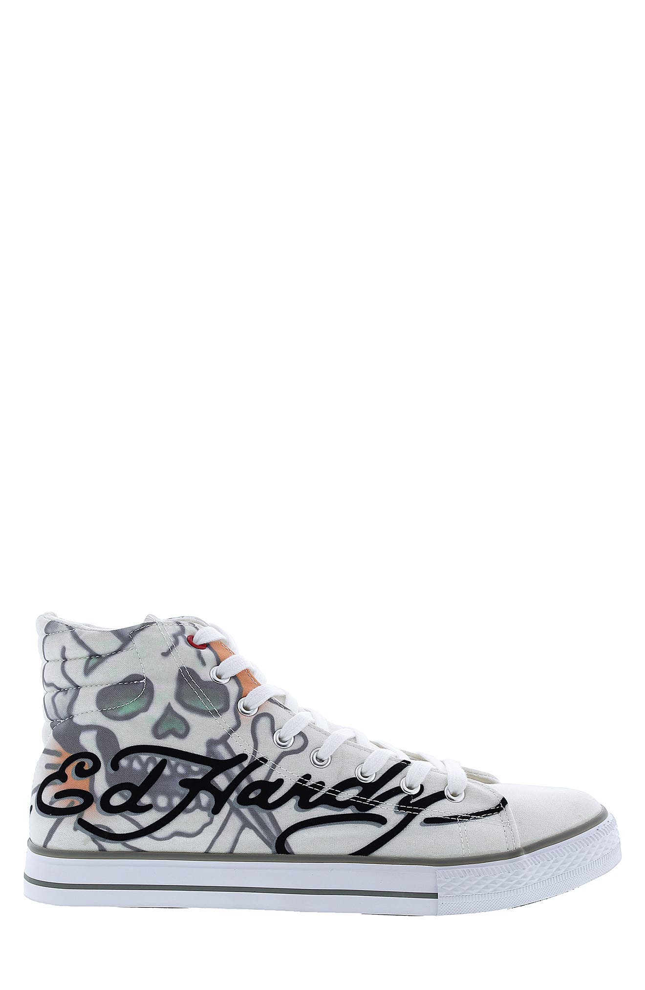 Ed Hardy Tibby Skull Print High Top Sneaker (Men) | Nordstromrack