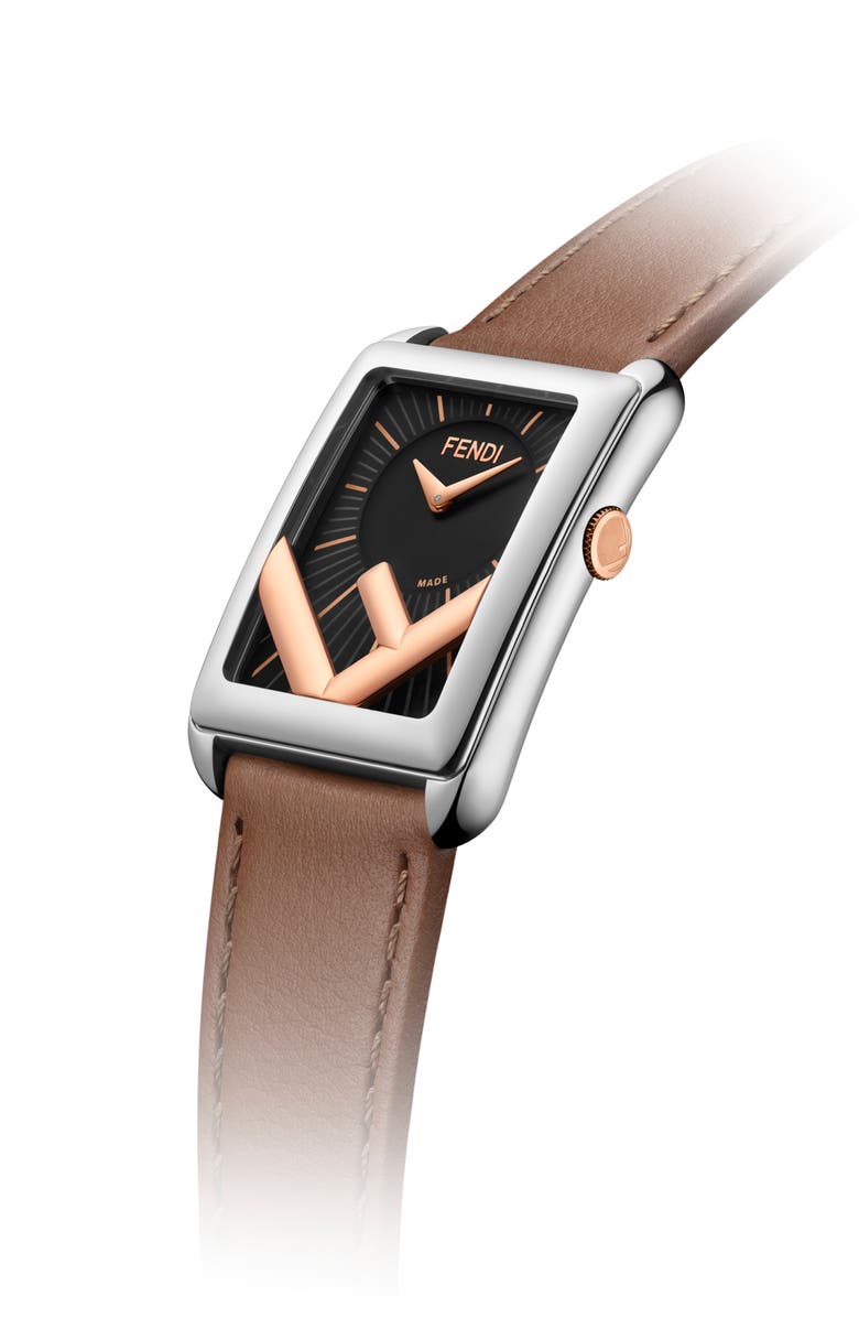 Fendi Run Away Rectangle Leather Strap Watch, 22.5mm x 32mm | Nordstromrack