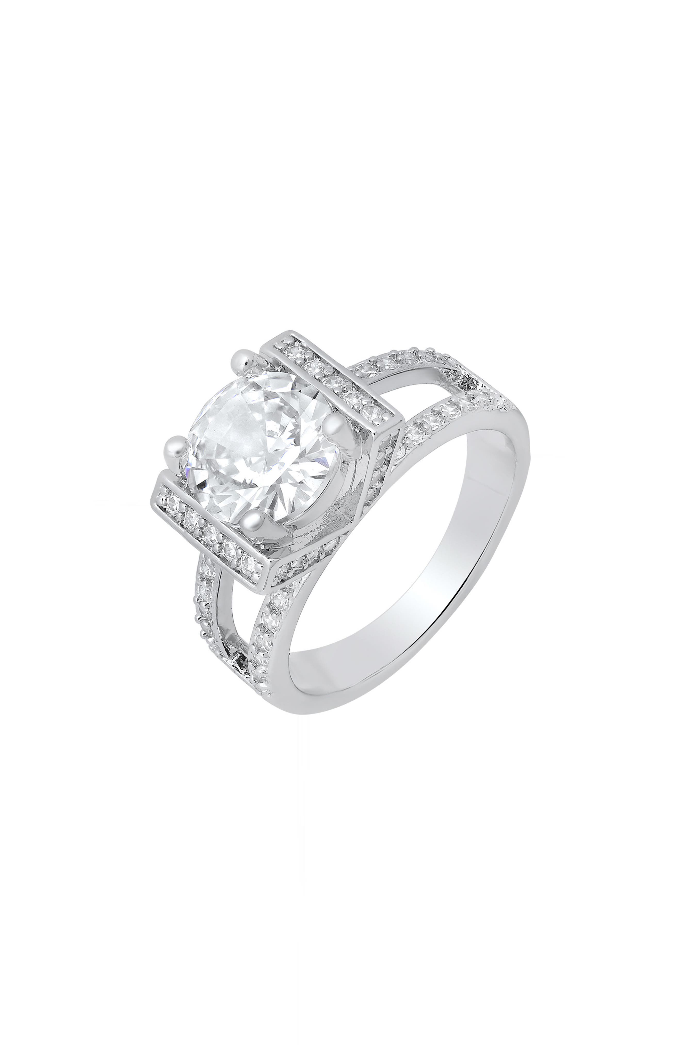 Cushion Cut Simulated Diamond Pavé Ring (Women) | Nordstromrack
