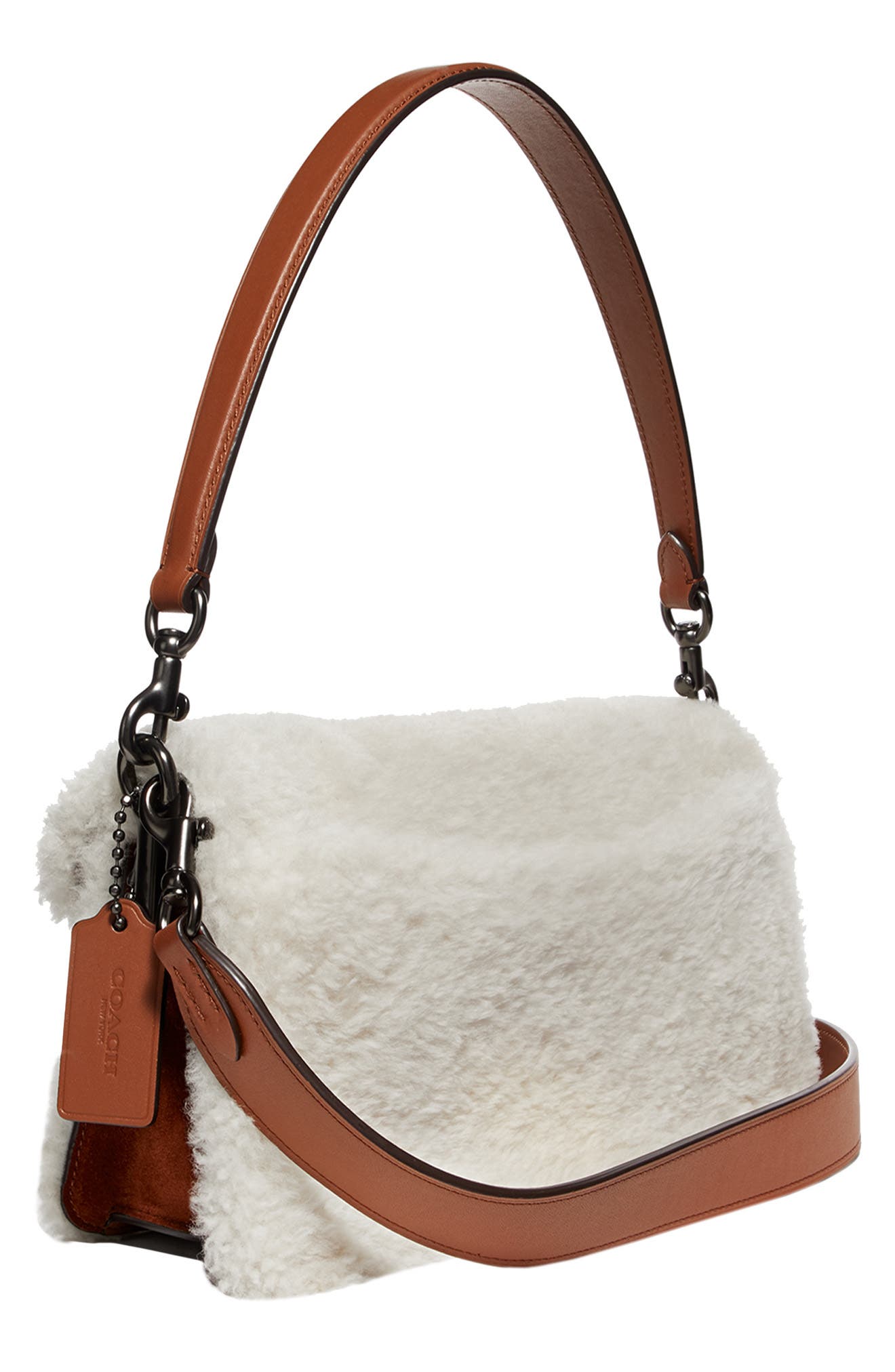 COACH Tabby Genuine Shearling & Leather Crossbody Bag | Nordstrom
