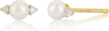 EF Collection Freshwater Pearl & Diamond Stud Earrings | Nordstrom