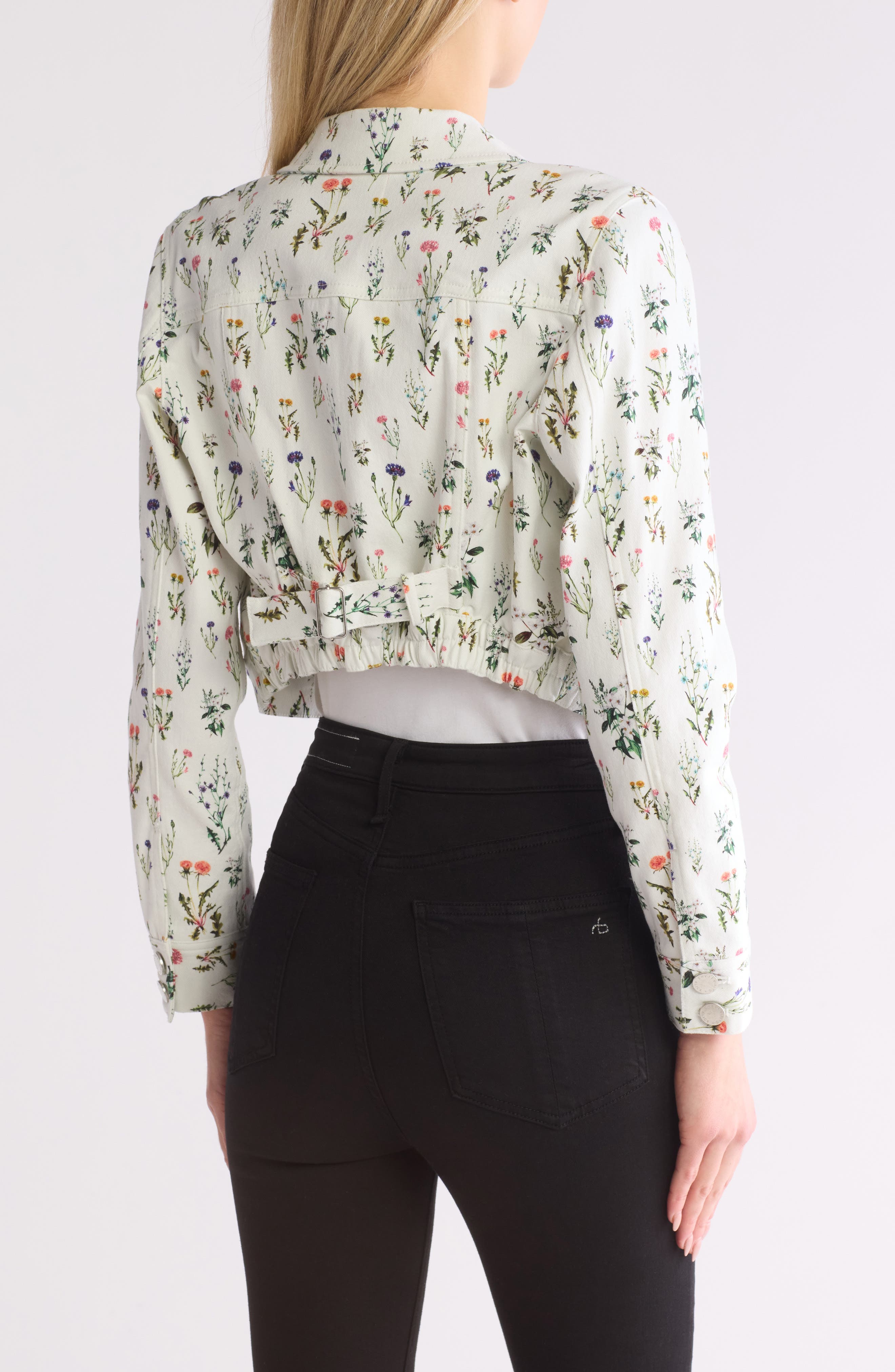 Alice + Olivia Nelson Floral Crop Denim Jacket | Nordstromrack