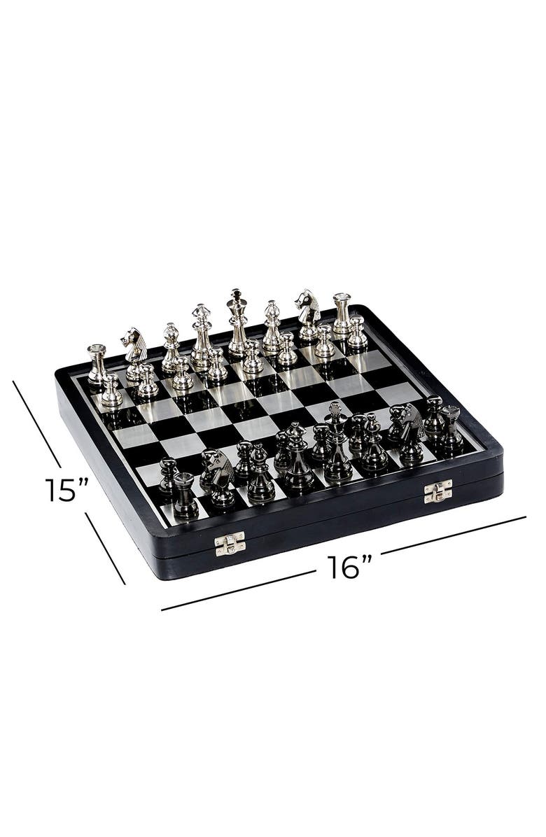 WILLOW ROW Black Aluminum Traditional Chess Game Set | Nordstromrack