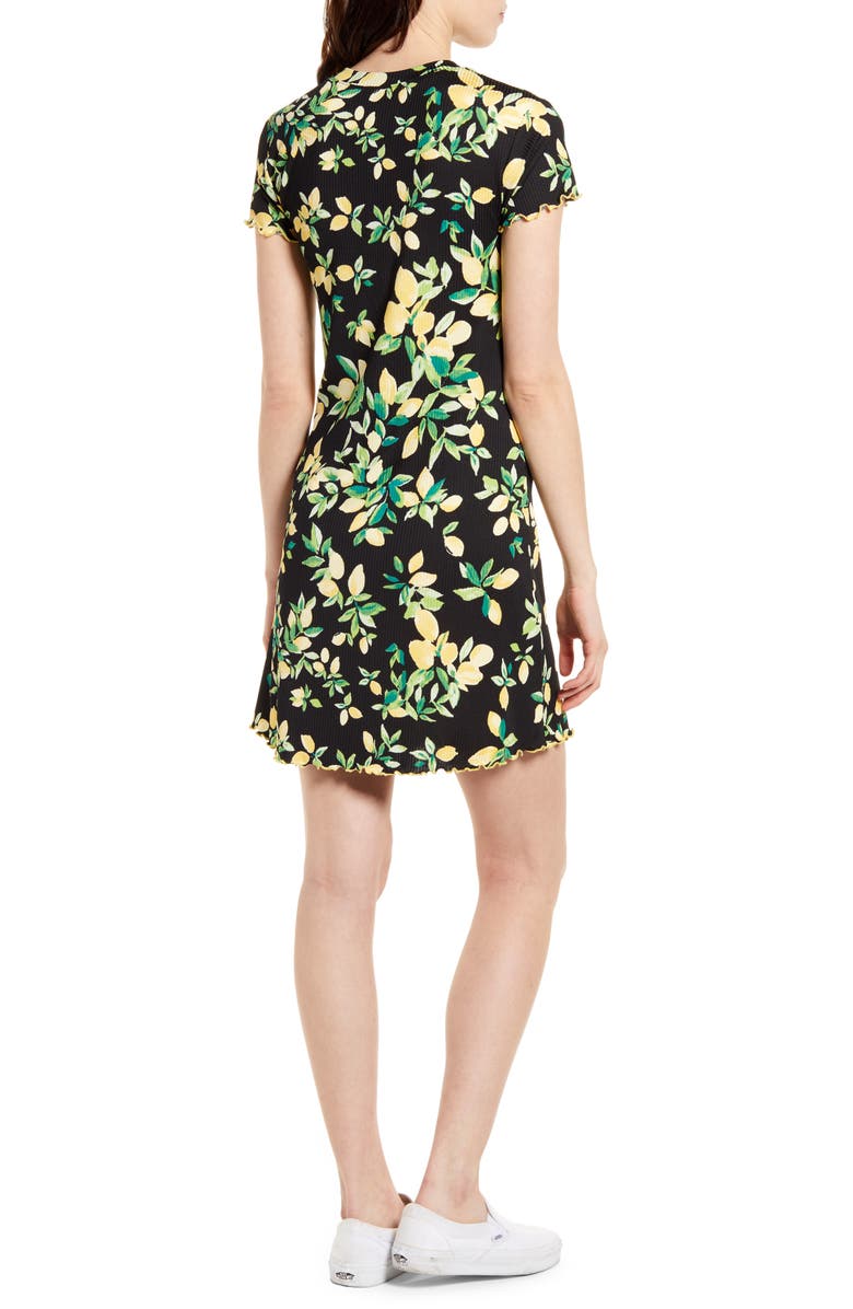 Good Luck Gem Lemon Print Lettuce Edge Minidress | Nordstrom