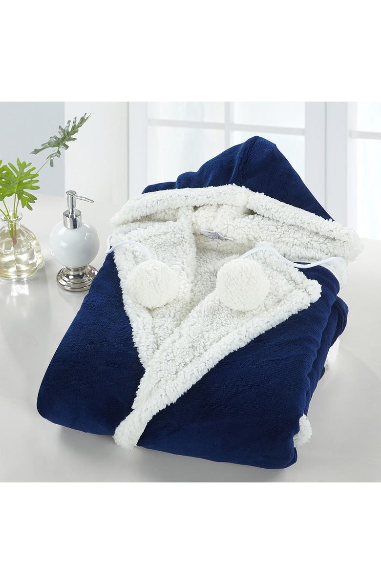 CHIC Yatco Faux Shearling Lined Snuggle Hoodie - Navy | Nordstromrack