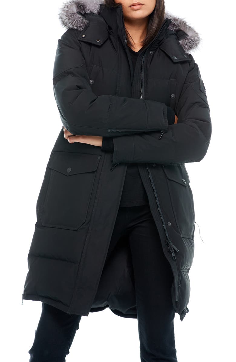 Moose Knuckles Causapcal Water Resistant Hooded Down Parka with Genuine ...