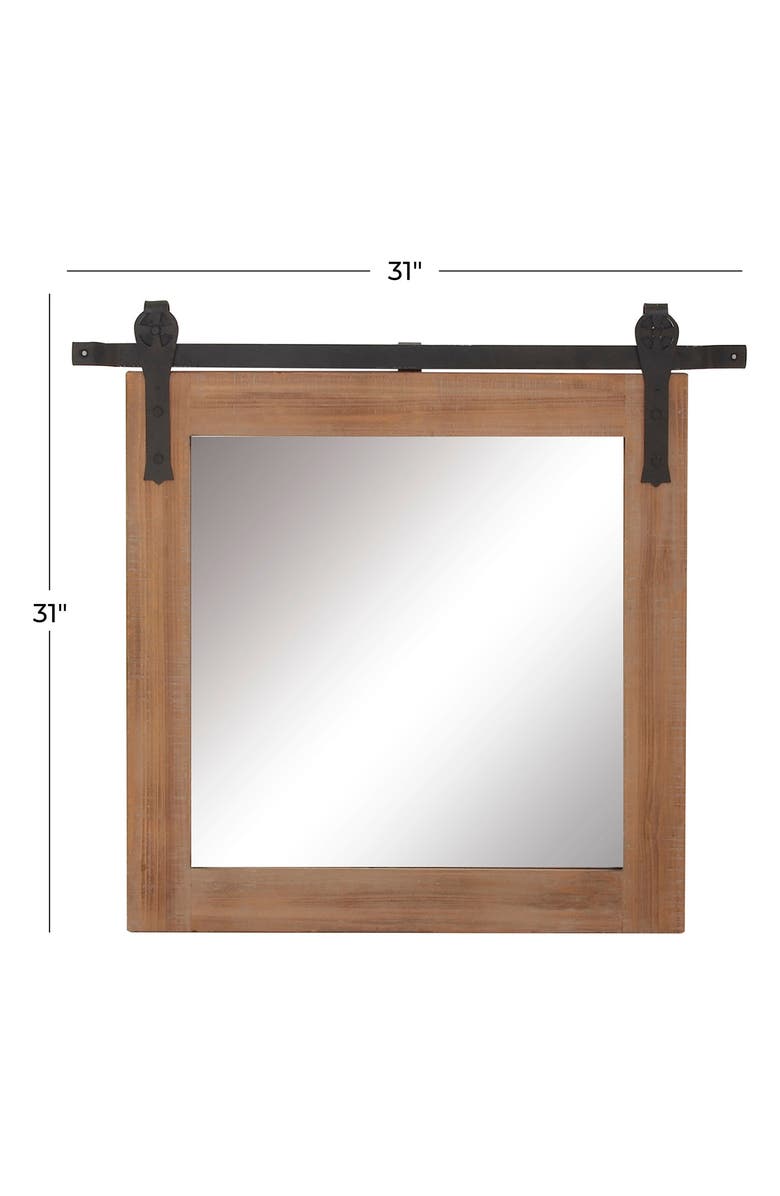 SONOMA SAGE HOME Brown Wood Wall Mirror with Metal Hanging Rod ...