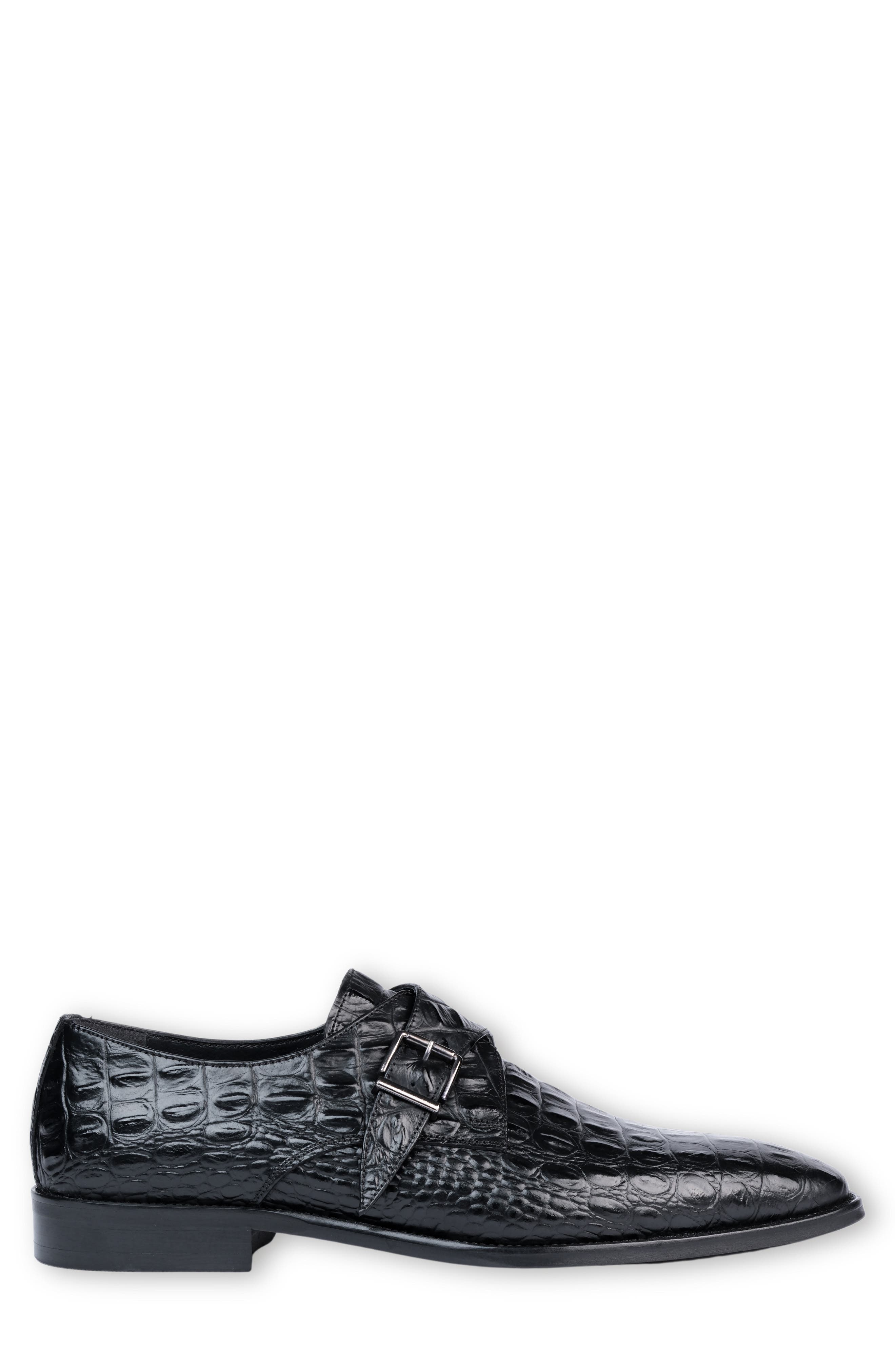 VELLAPAIS Boylston Croc Embossed Monk Strap Shoe (Men) | Nordstromrack