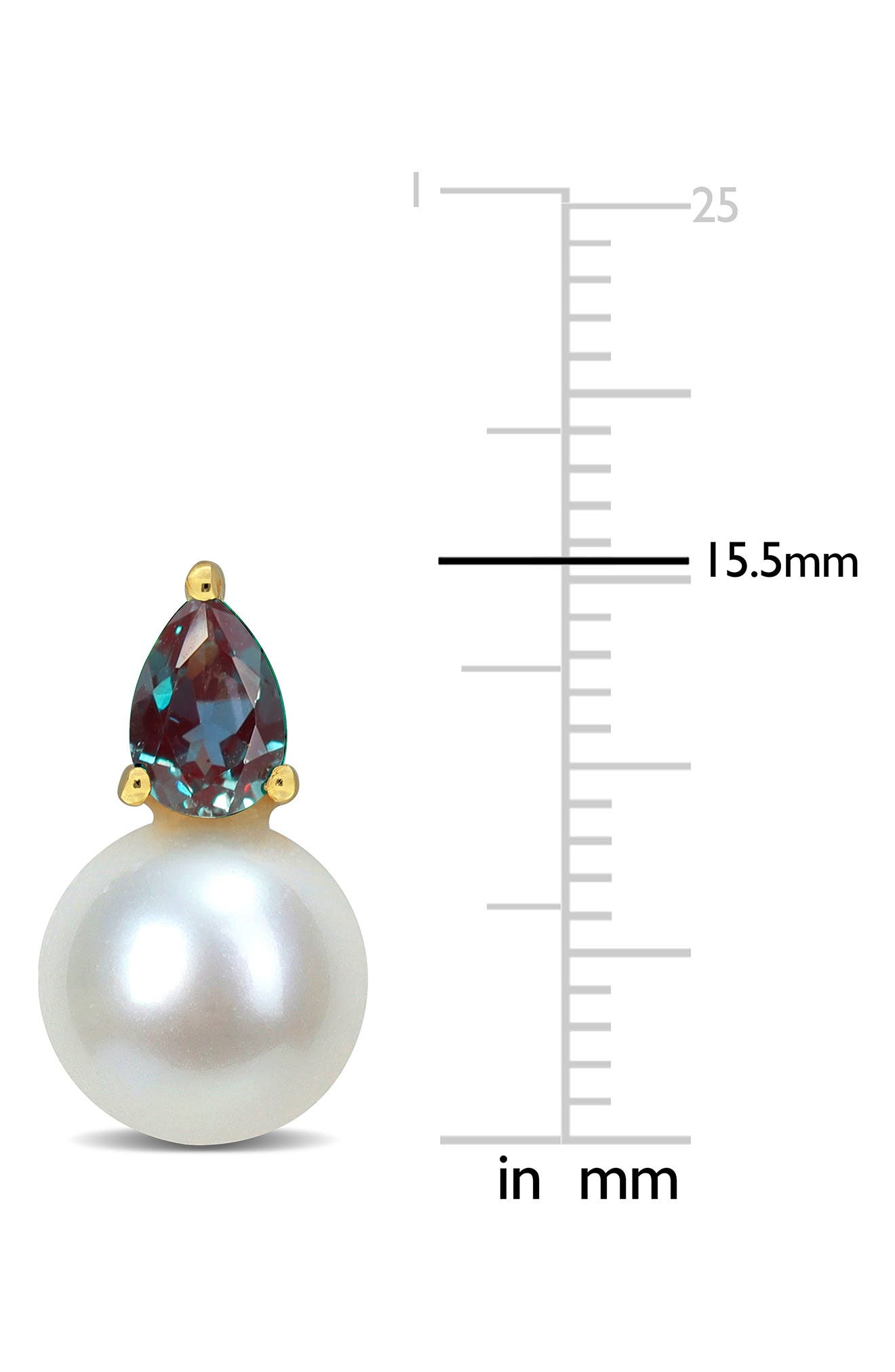 Lab Created Alexandrite & Freshwater Pearl Stud Earrings (Women ...