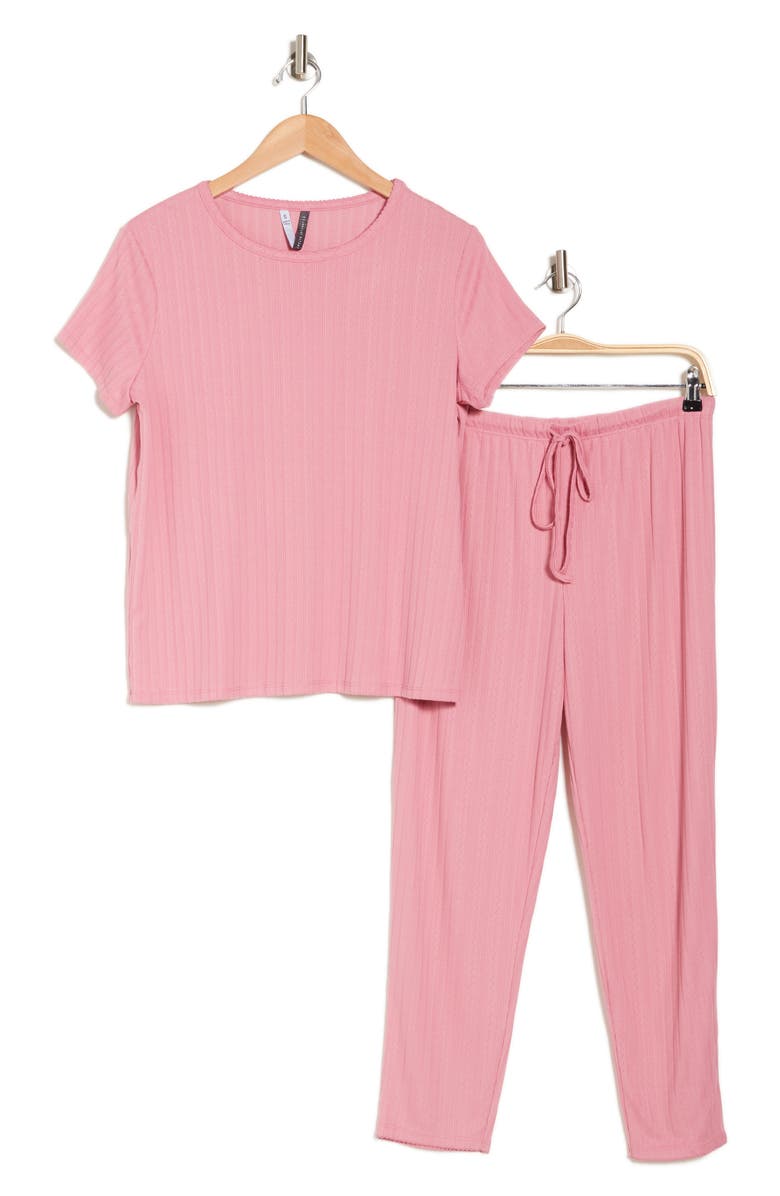 JACLYN Pointelle Short Sleeve Cropped Pajama Set | Nordstromrack