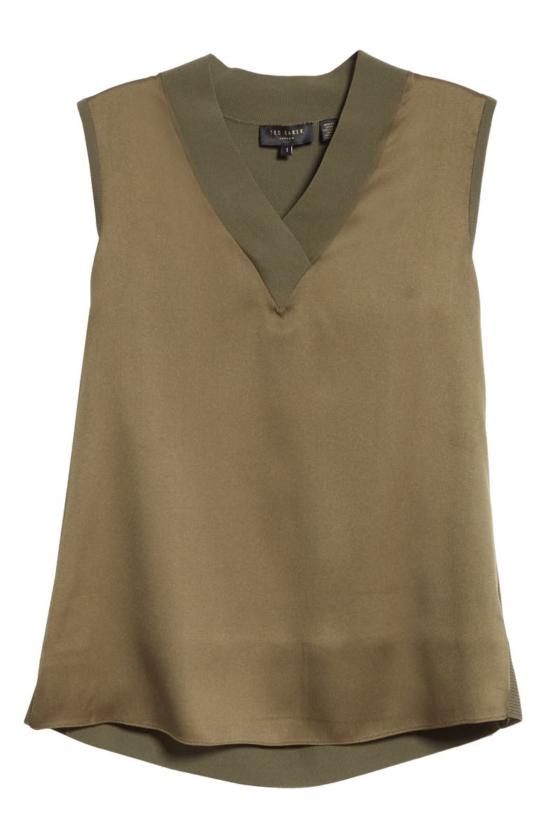 Ted Baker London Lydiaay V-Neck Mixed Media Top | Nordstrom