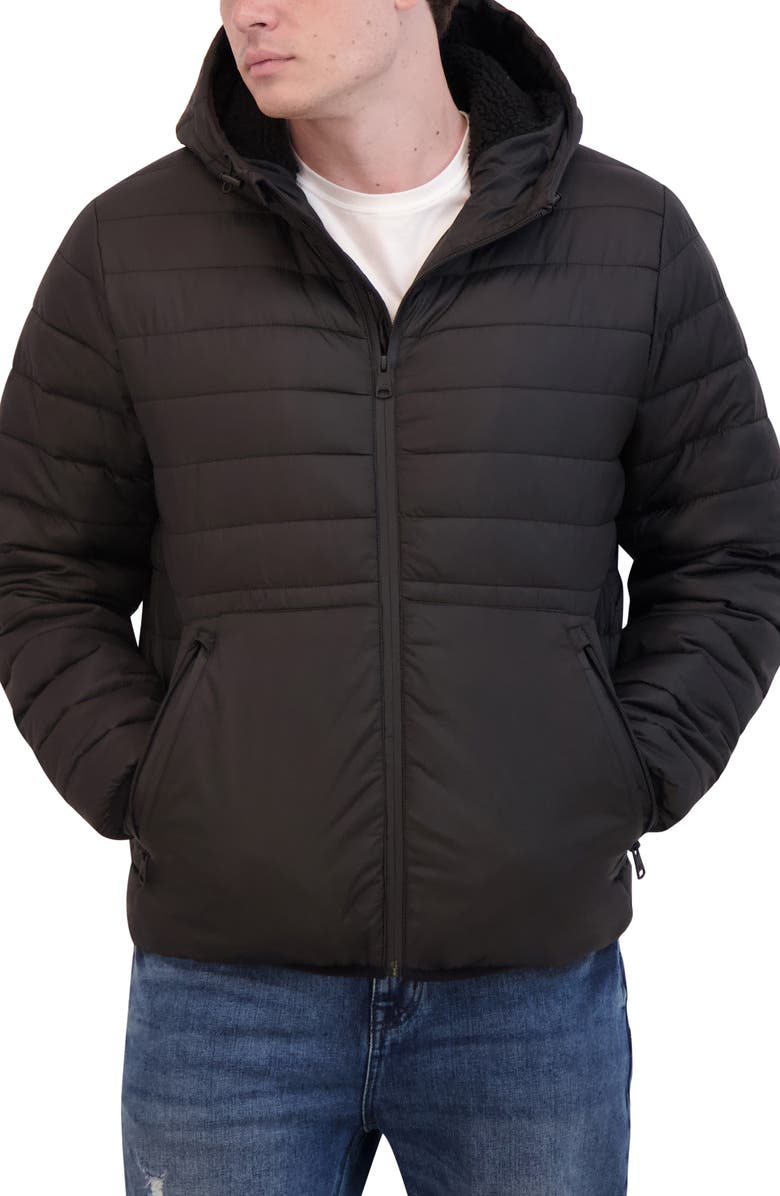 Kenneth Cole New York Faux Shearling Lined Hooded Puffer Jacket ...