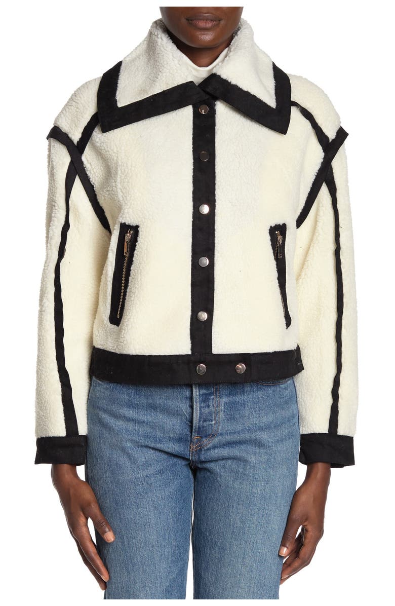 DOLCE CABO Faux Shearling Contrast Trim Jacket | Nordstromrack
