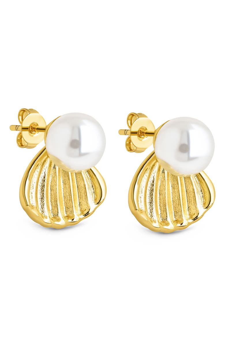Sterling Forever Alice Faux Pearl Shell Stud Earrings | Nordstromrack