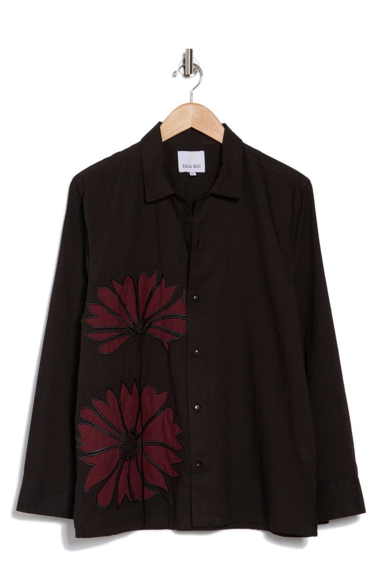 Raga Embroidered Flower Cotton Button-Up Shirt | Nordstromrack