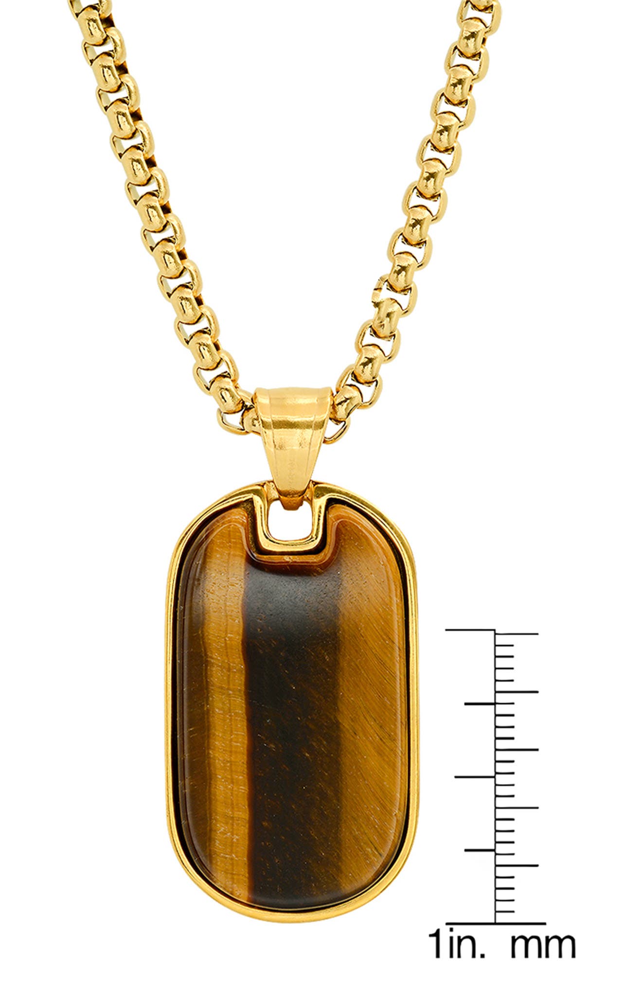HMY JEWELRY Men's Tiger's Eye Dog Tag Pendant Necklace | Nordstromrack
