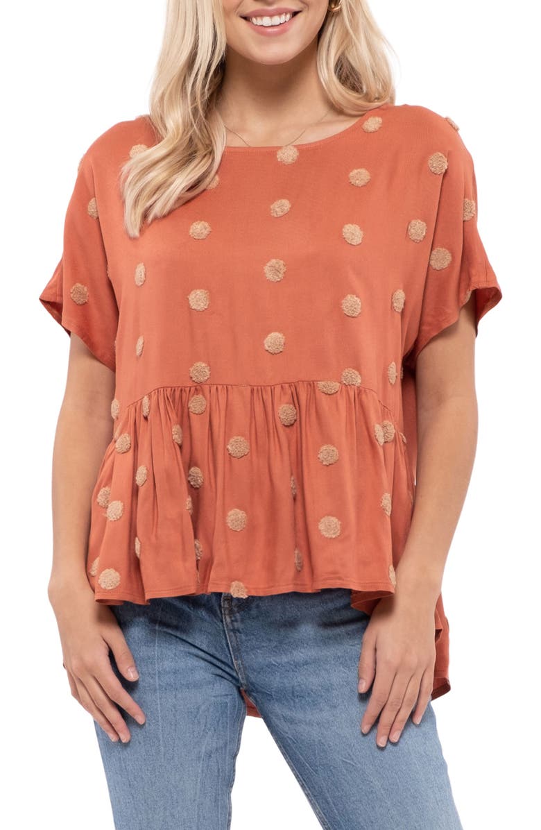Blu Pepper Dot Print Pepum Top | Nordstromrack